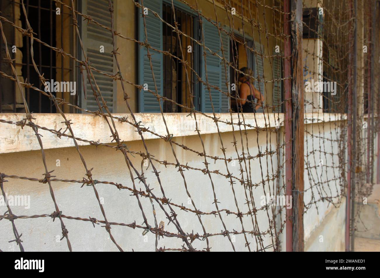 Balcony outside prison cells. Tuol Sleng Genocide Museum (S-21 Security ...