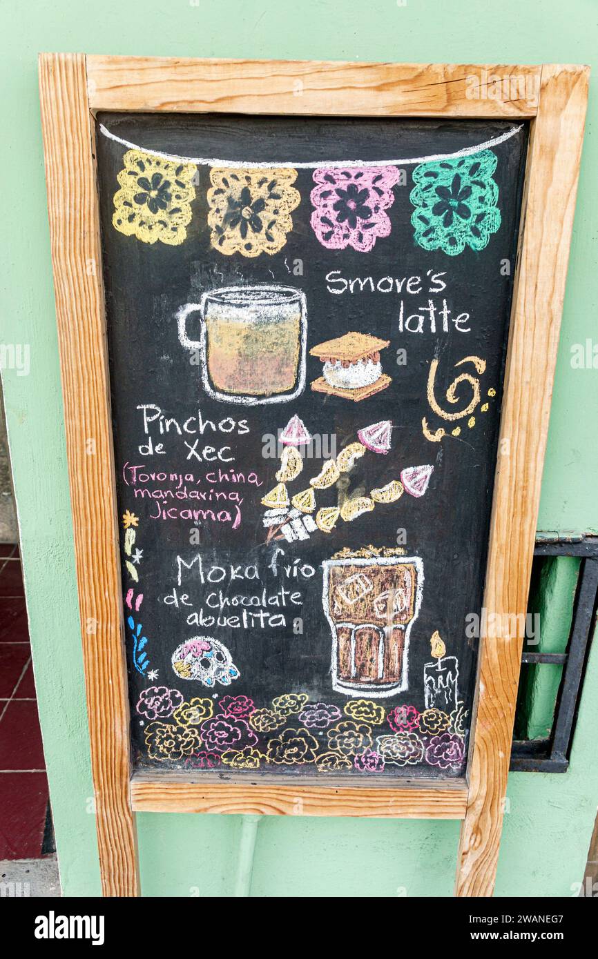 Merida Mexico,centro historico central historic district,chalkboard ...