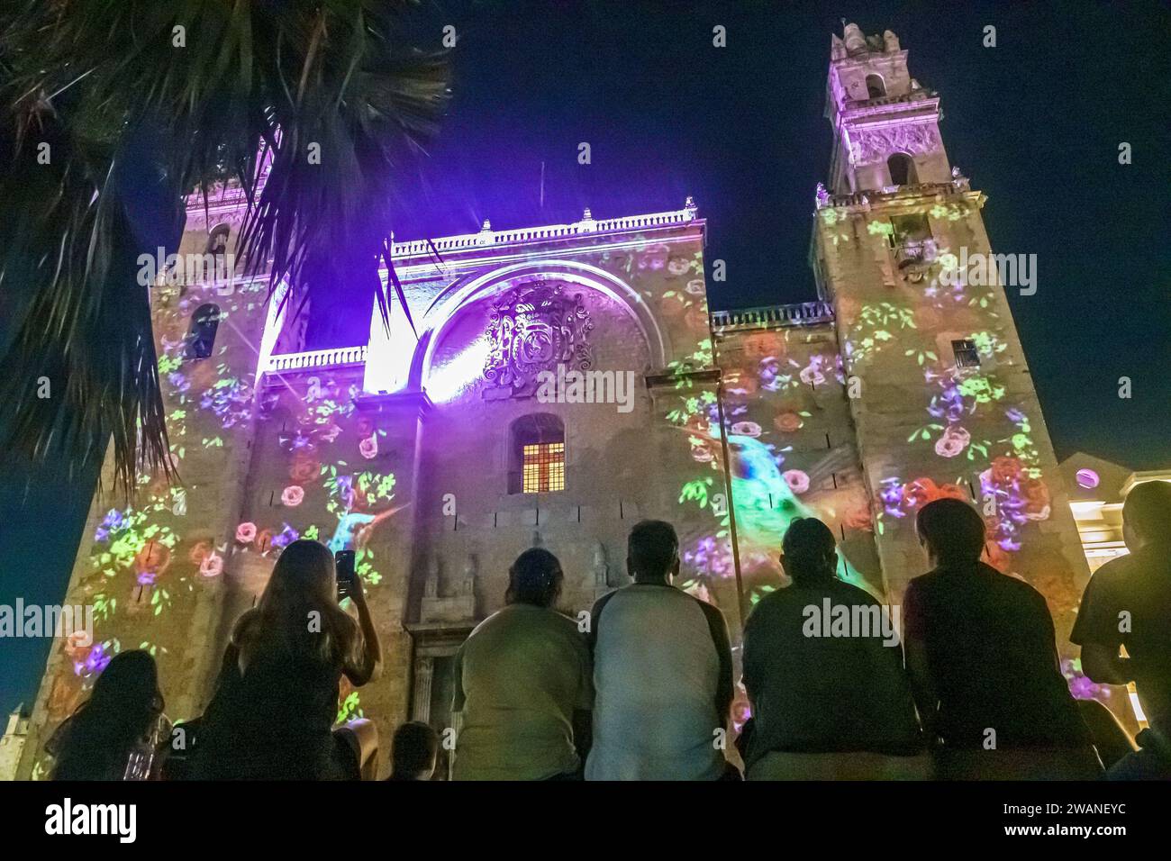 Merida Mexico,centro historico central historic district,light sound ...