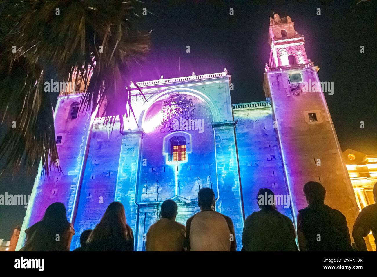 Merida Mexico,centro historico central historic district,light sound ...