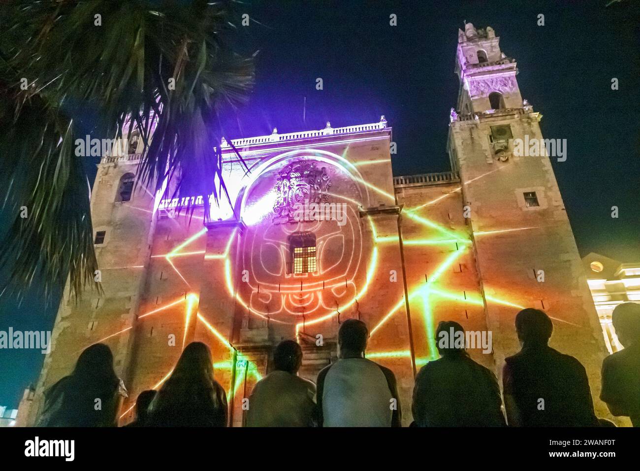 Merida Mexico,centro historico central historic district,light sound ...