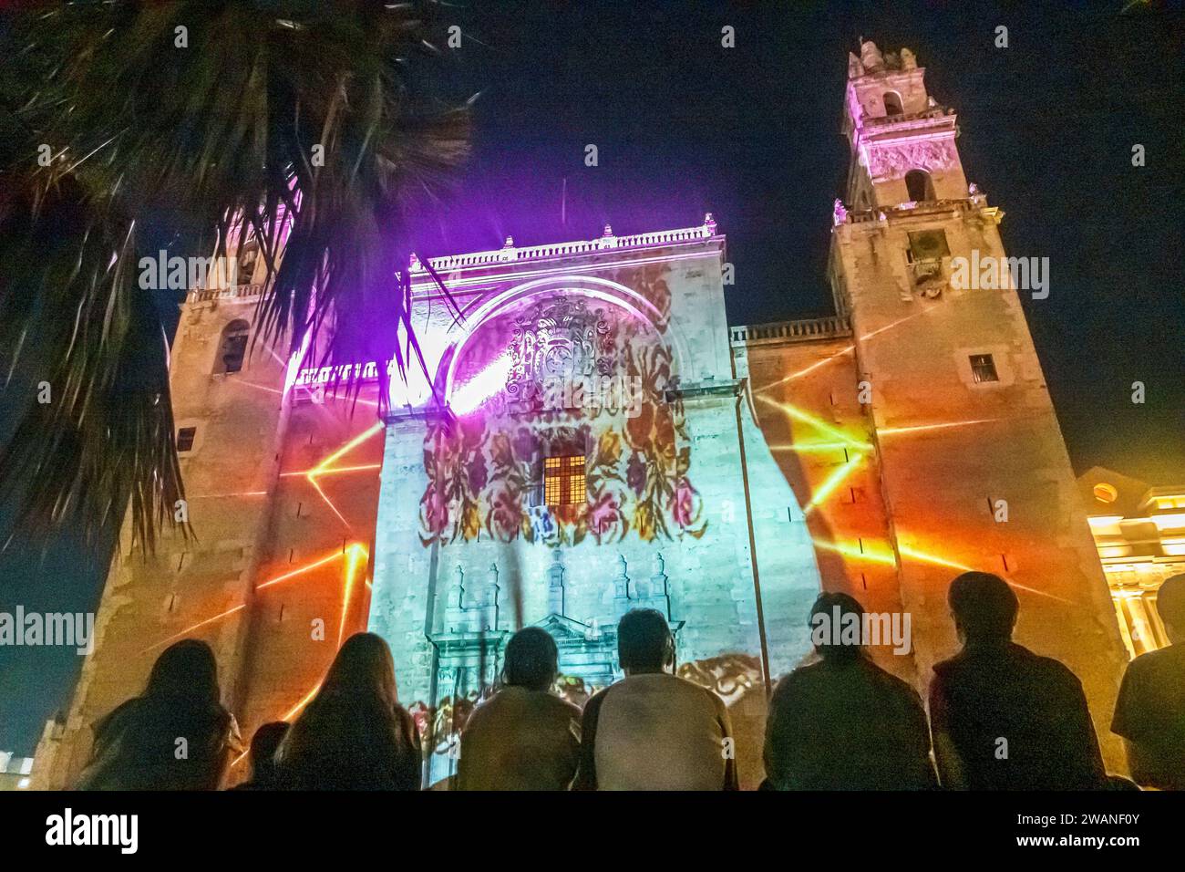 Merida Mexico,centro historico central historic district,light sound ...