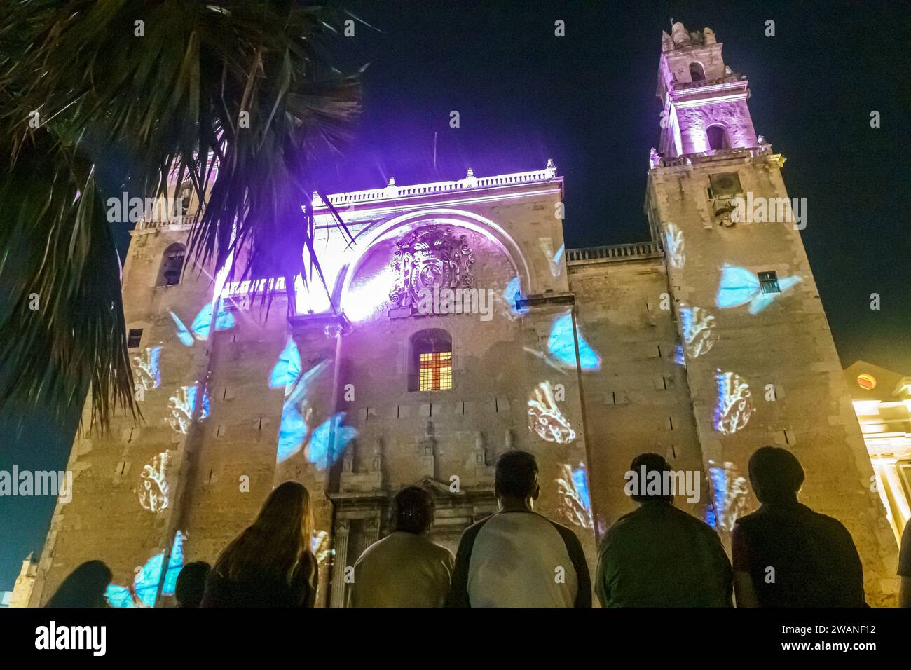Merida Mexico,centro historico central historic district,light sound ...