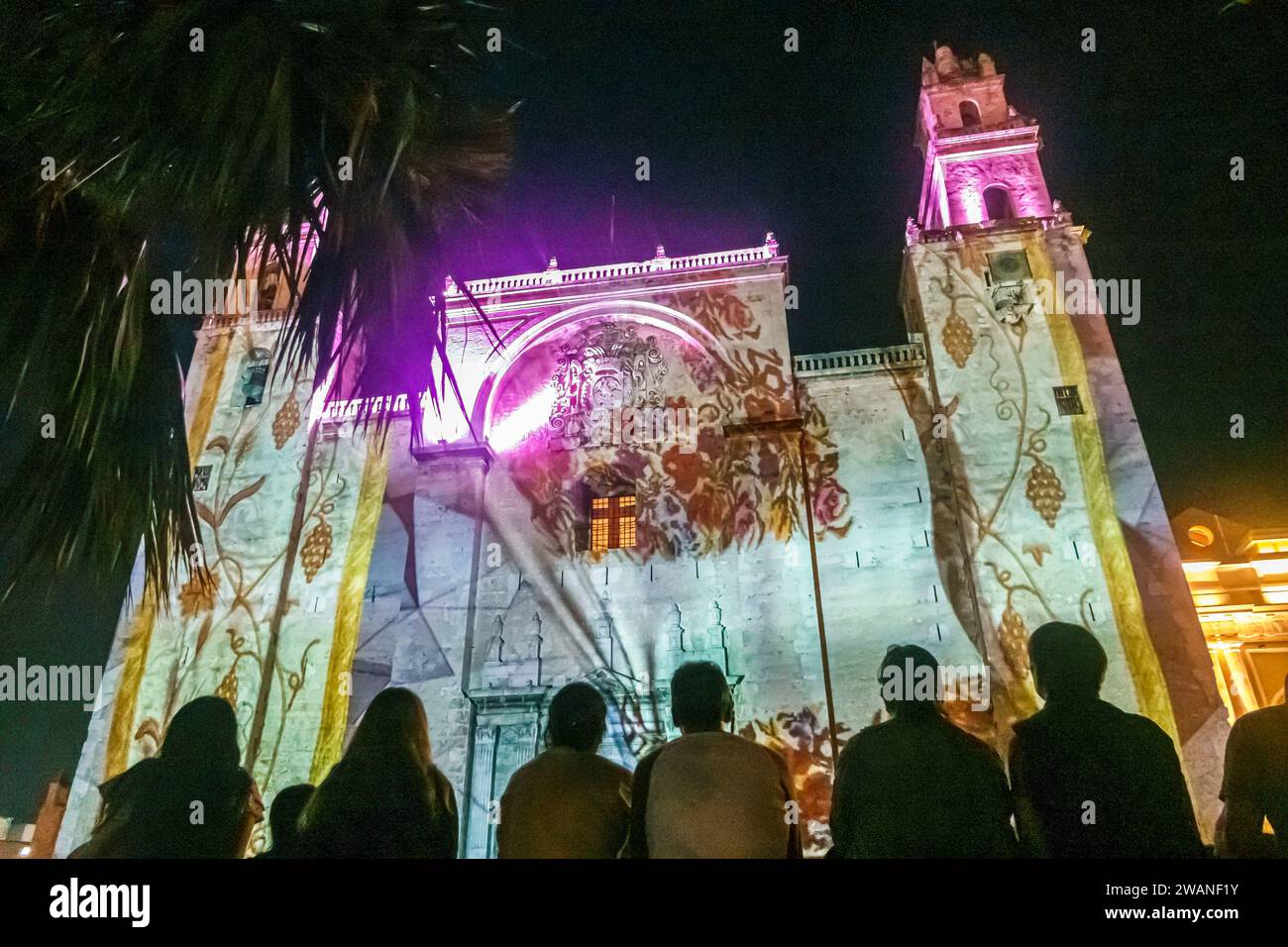 Merida Mexico,centro historico central historic district,light sound ...