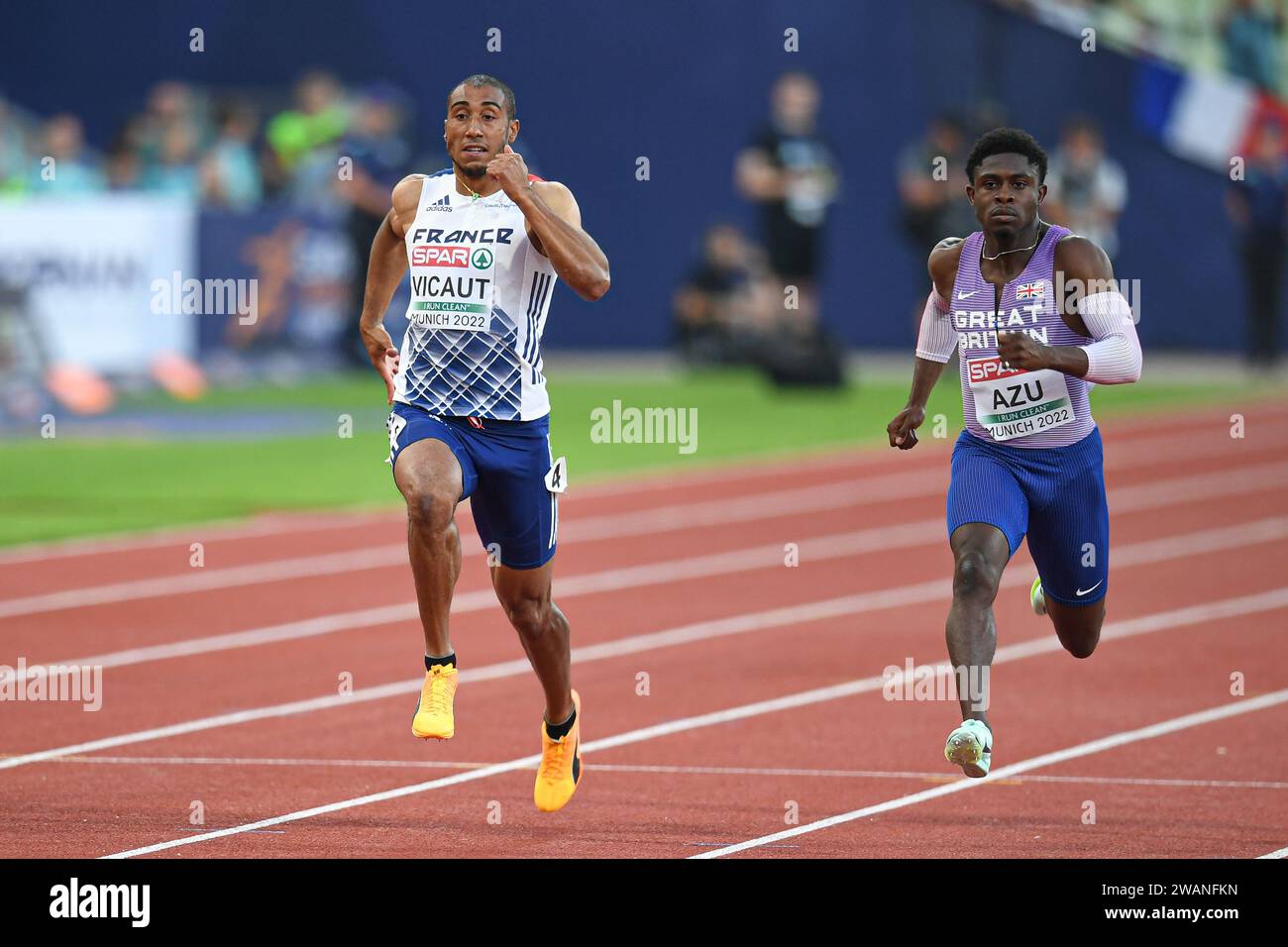 Jimmy Vicaut (France), Jeremiah Azu (Great Britain). 100m men ...