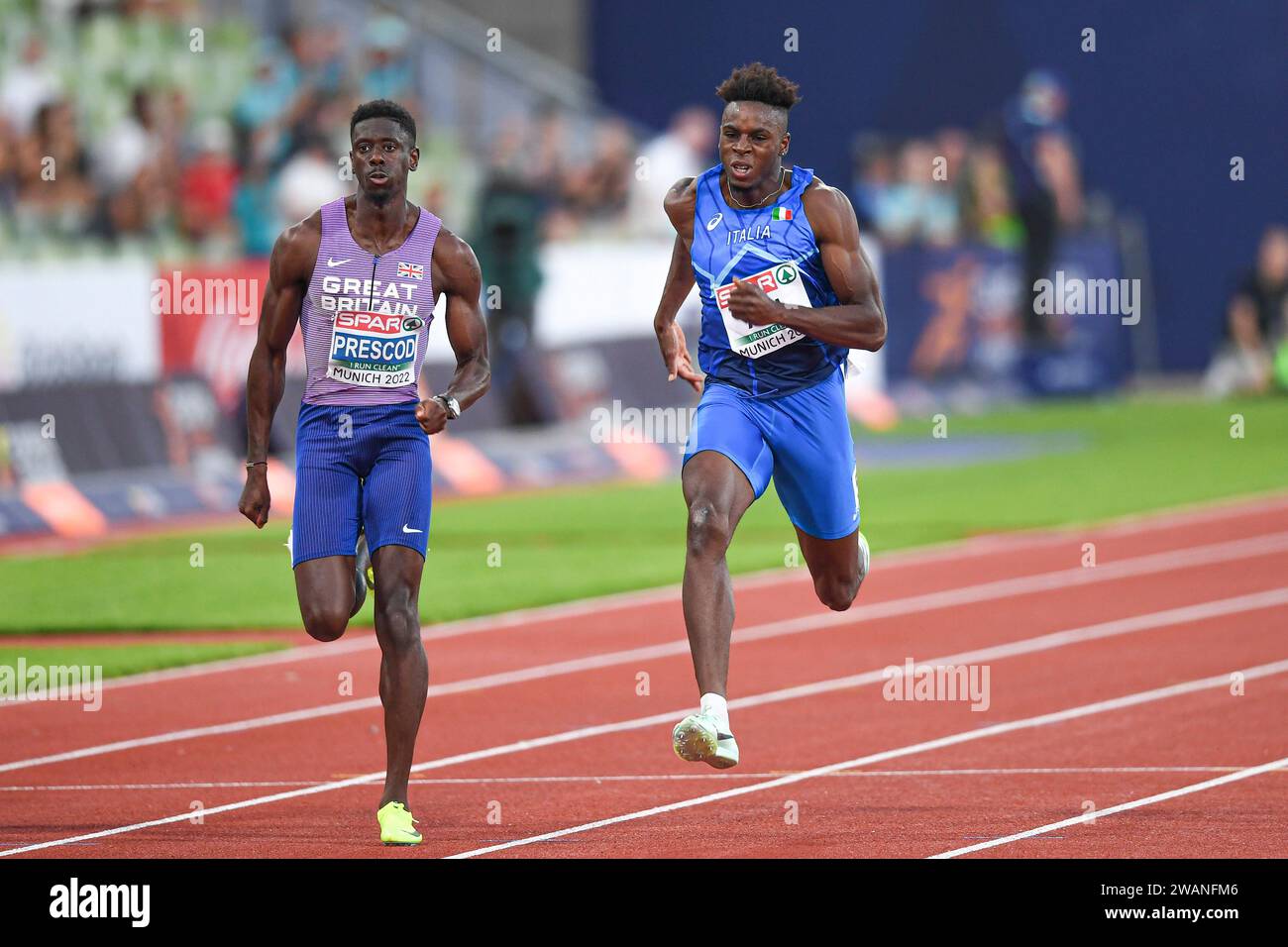 Chituru Ali (Italy), Reece Prescod (Great Britain). 100m men semifinals ...