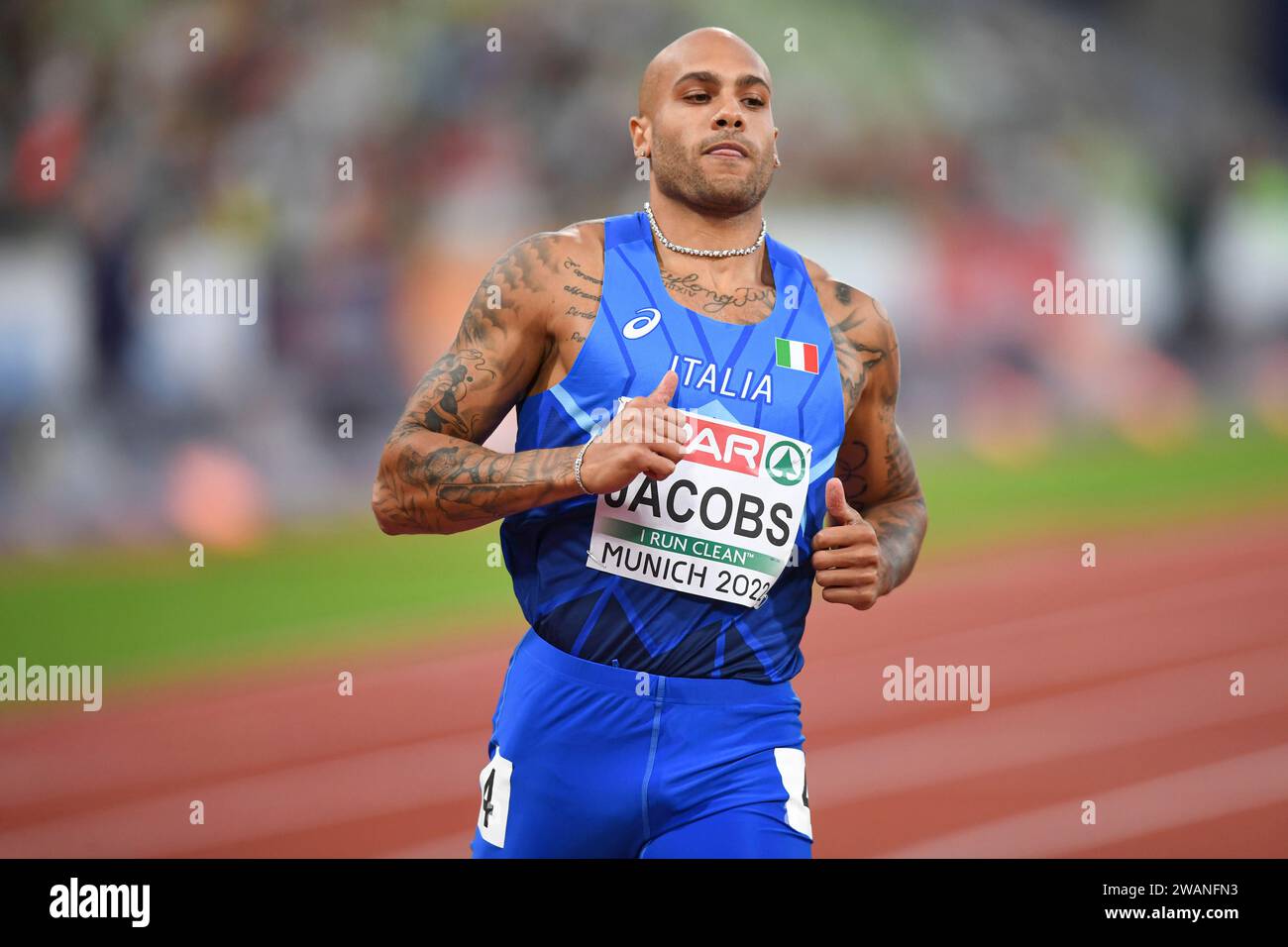 Marcell Jacobs (Italy). 100m men semifinals. European Championships ...