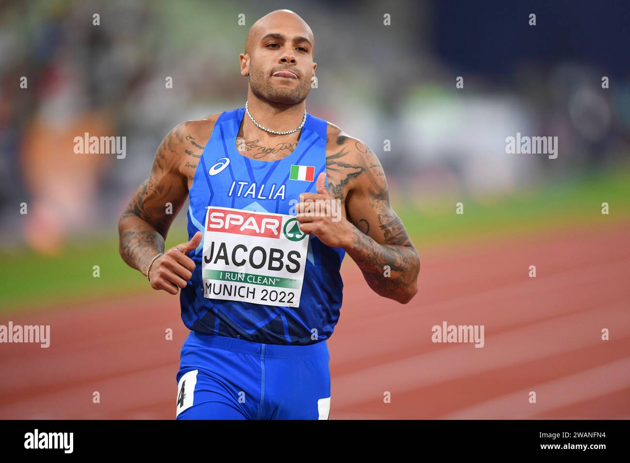 Marcell Jacobs (Italy). 100m men semifinals. European Championships ...
