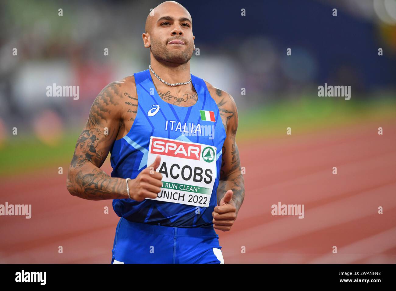 Marcell Jacobs (Italy). 100m men semifinals. European Championships ...
