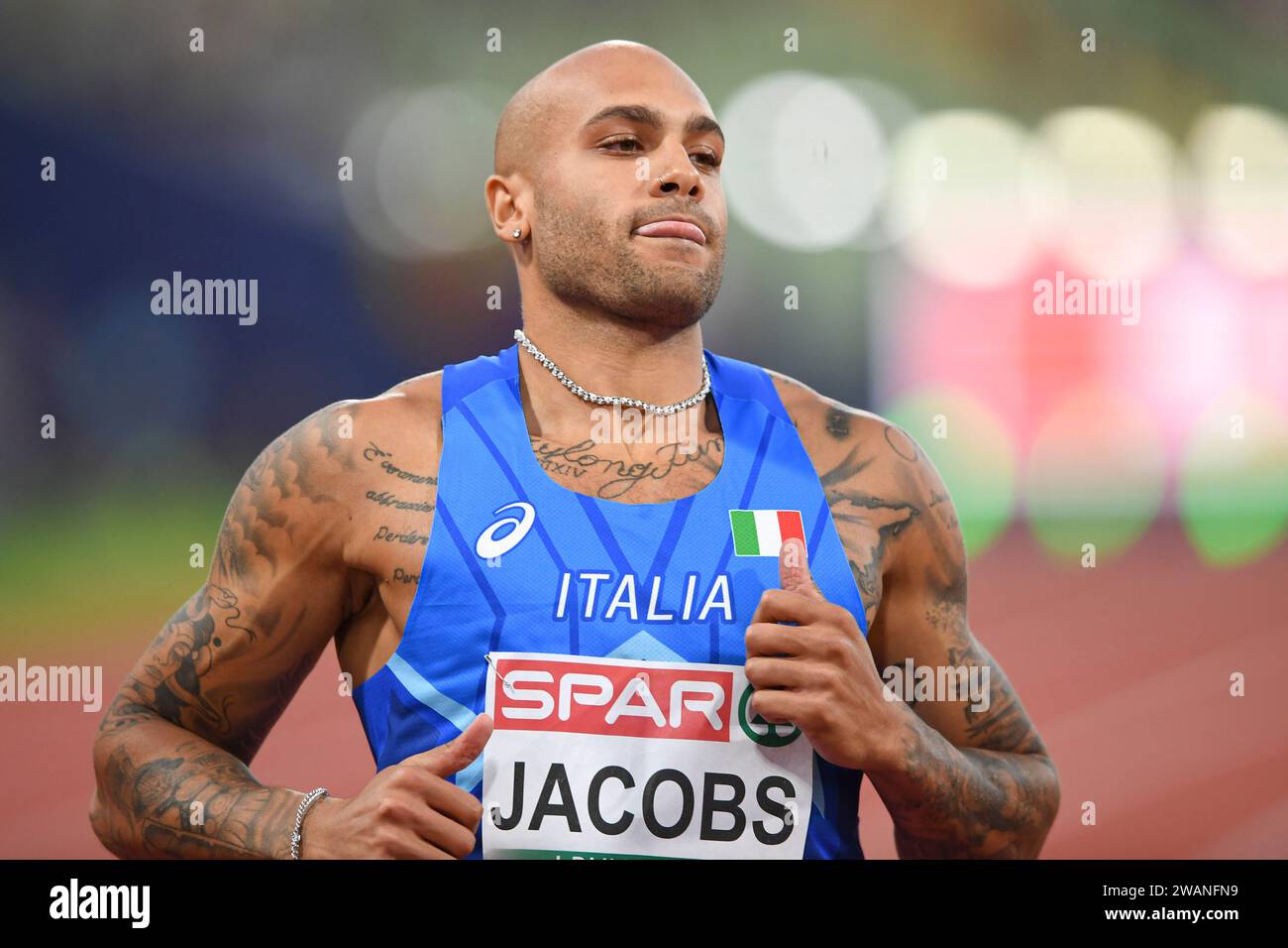 Marcell Jacobs (Italy). 100m men semifinals. European Championships ...