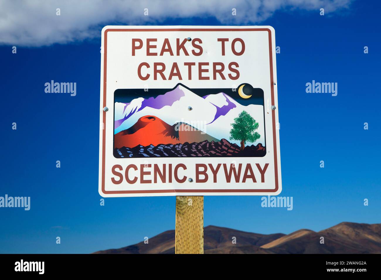 Peaks to Craters Scenic Byway sign, Craters of the Moon National ...