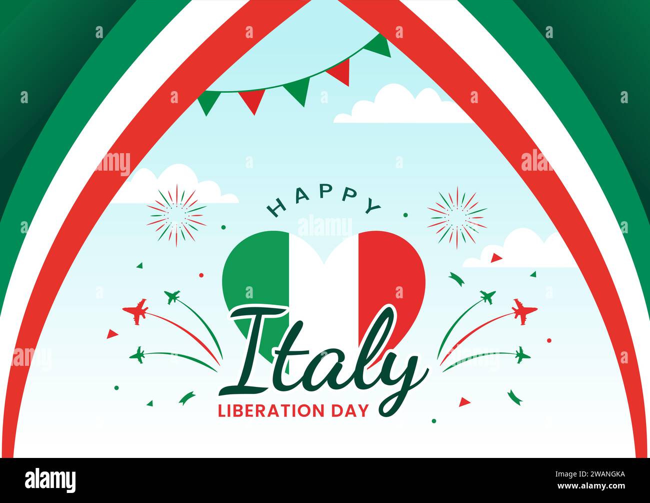 Happy Italy Liberation Day Vector Illustration on April 25 with Waving ...
