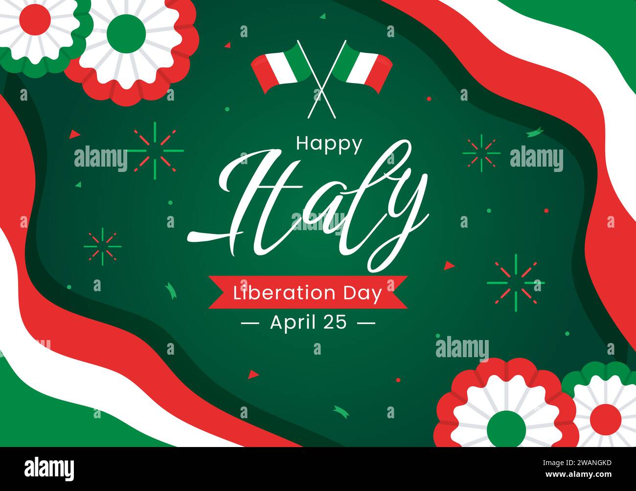 Happy Italy Liberation Day Vector Illustration on April 25 with Waving ...