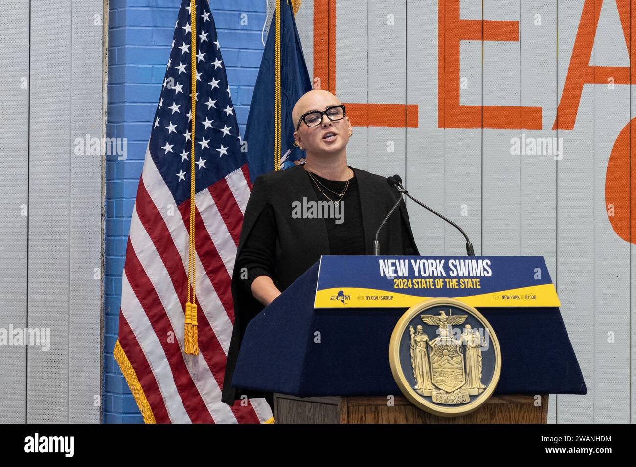 Heidi Reiss speaks during Governor Kathy Hochul unveiling 4th proposal ...