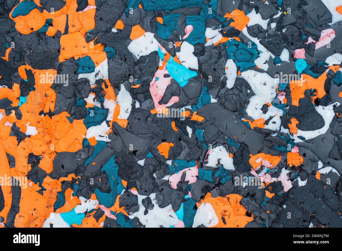 Colorful background made of Styrofoam or foam plastic orange, blue ...