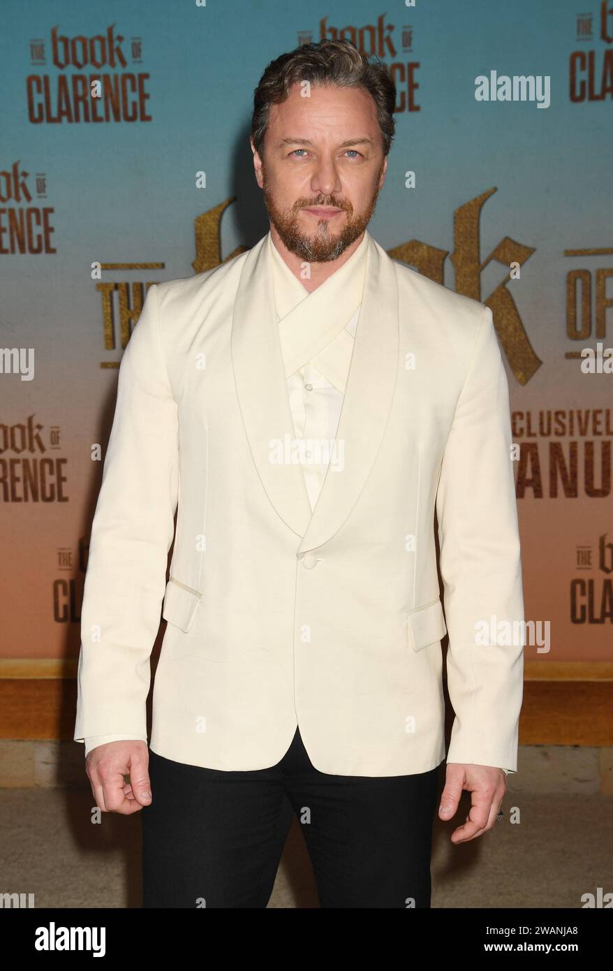 Los Angeles, Ca. 5th Jan, 2024. James McAvoy at The Book of Clarence LA Premiere on January 5 ...