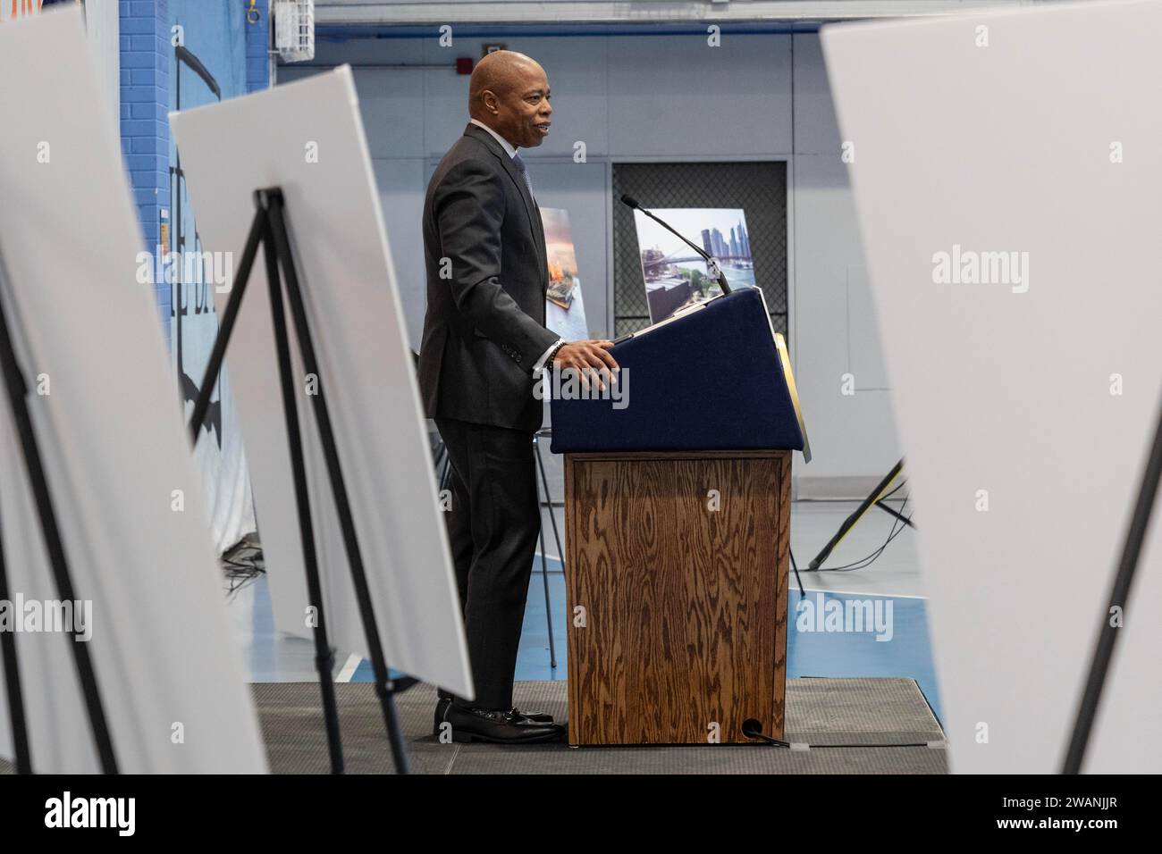 New York, New York, USA. 5th Jan, 2024. Mayor Eric Adams speaks during ...