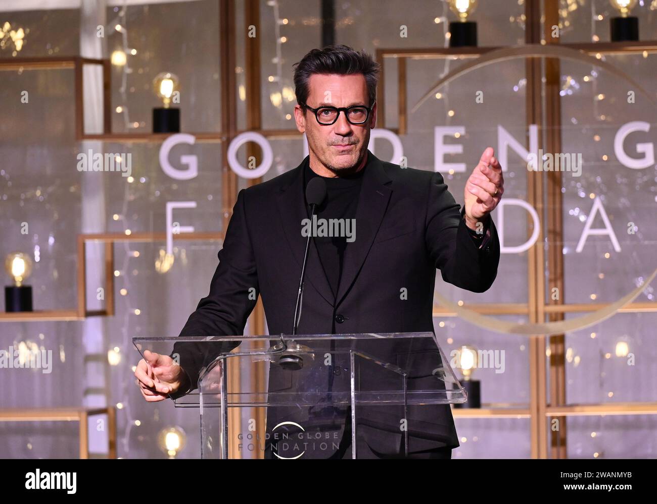 Jon Hamm at the Golden Globe Foundation Dinner held at the Beverly ...