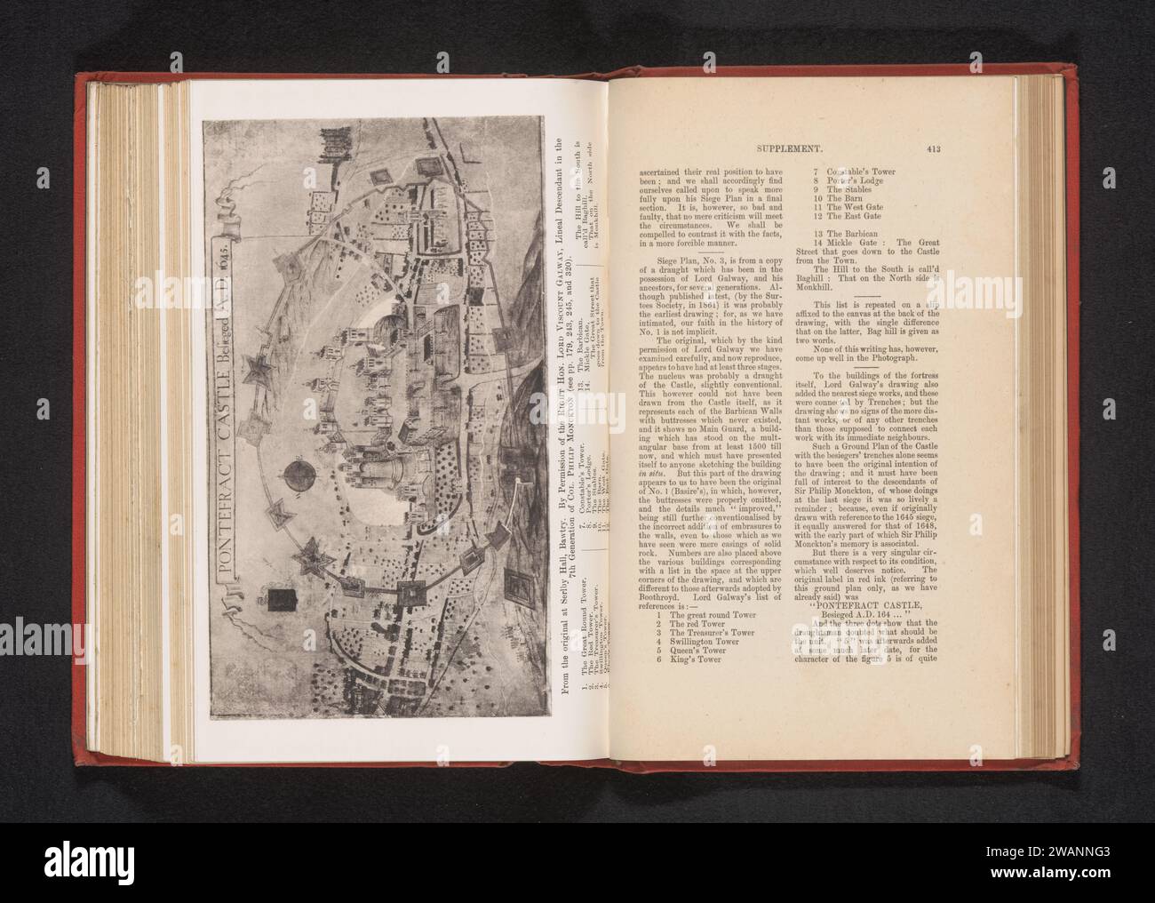 Reproduction of a map of Pontefract during the siege of Pontefract ...