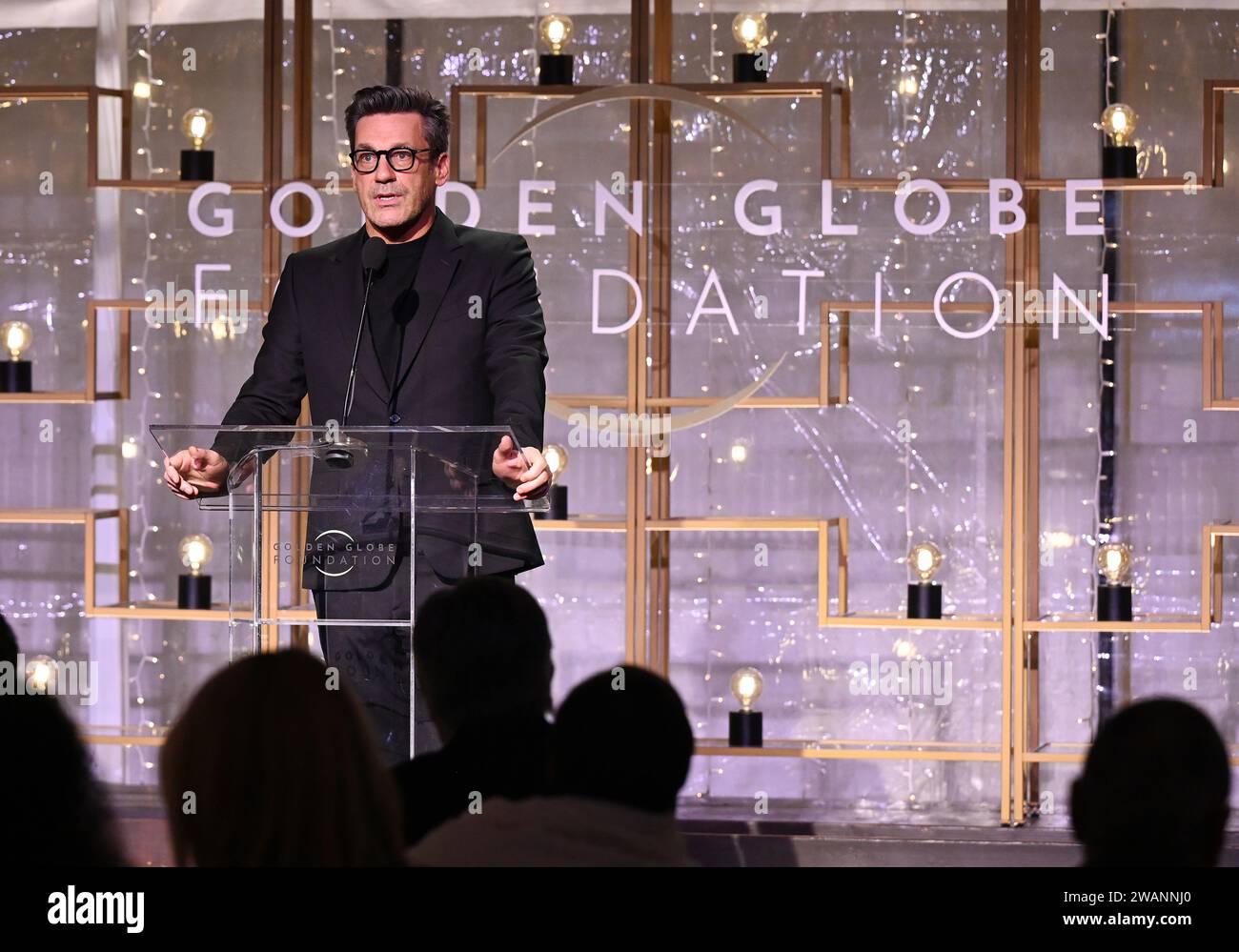 Jon Hamm at the Golden Globe Foundation Dinner held at the Beverly ...
