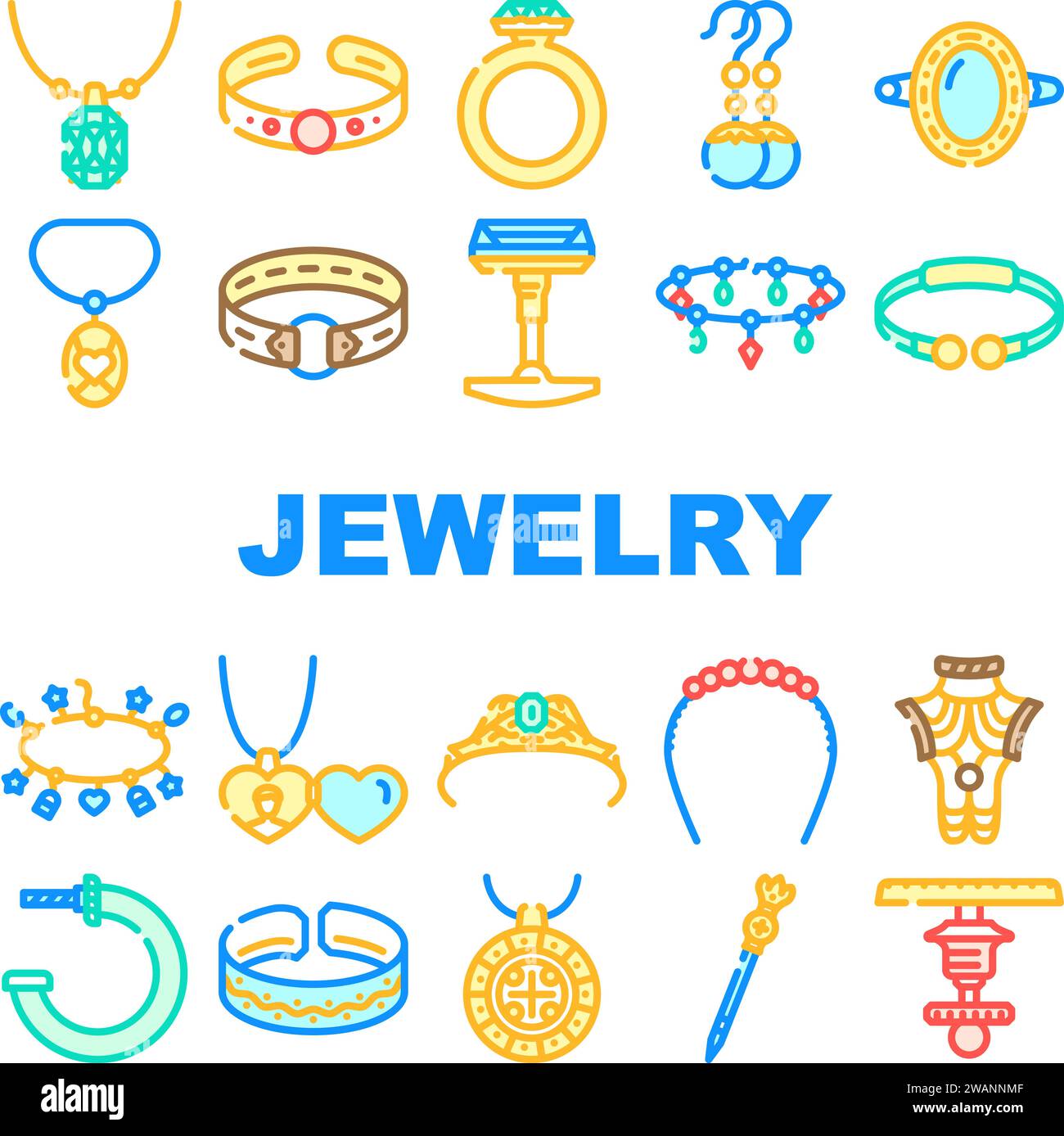 jewelry ring gold jewel icons set vector Stock Vector Image & Art - Alamy