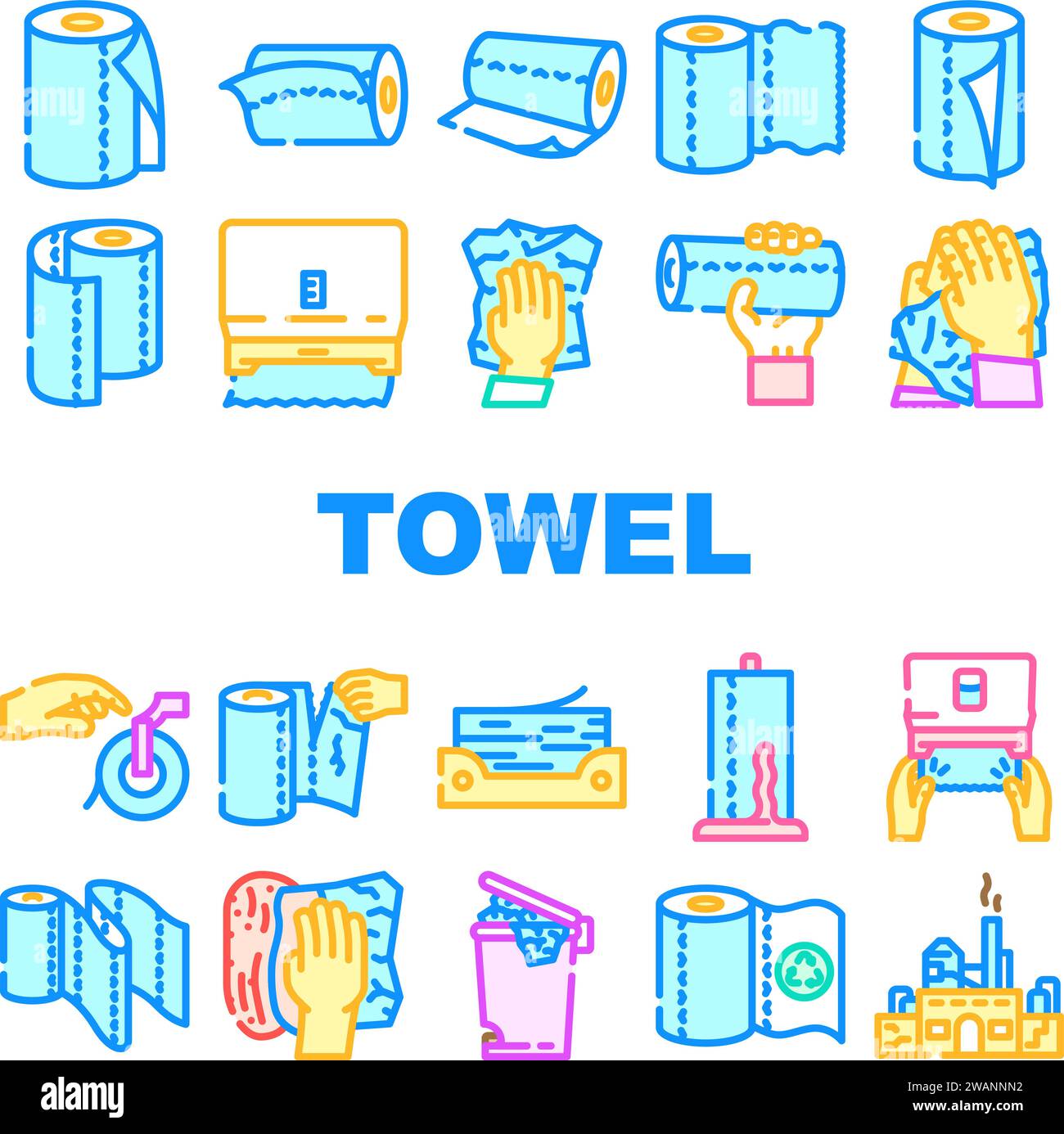 paper towel kitchen roll tissue icons set vector Stock Vector Image ...
