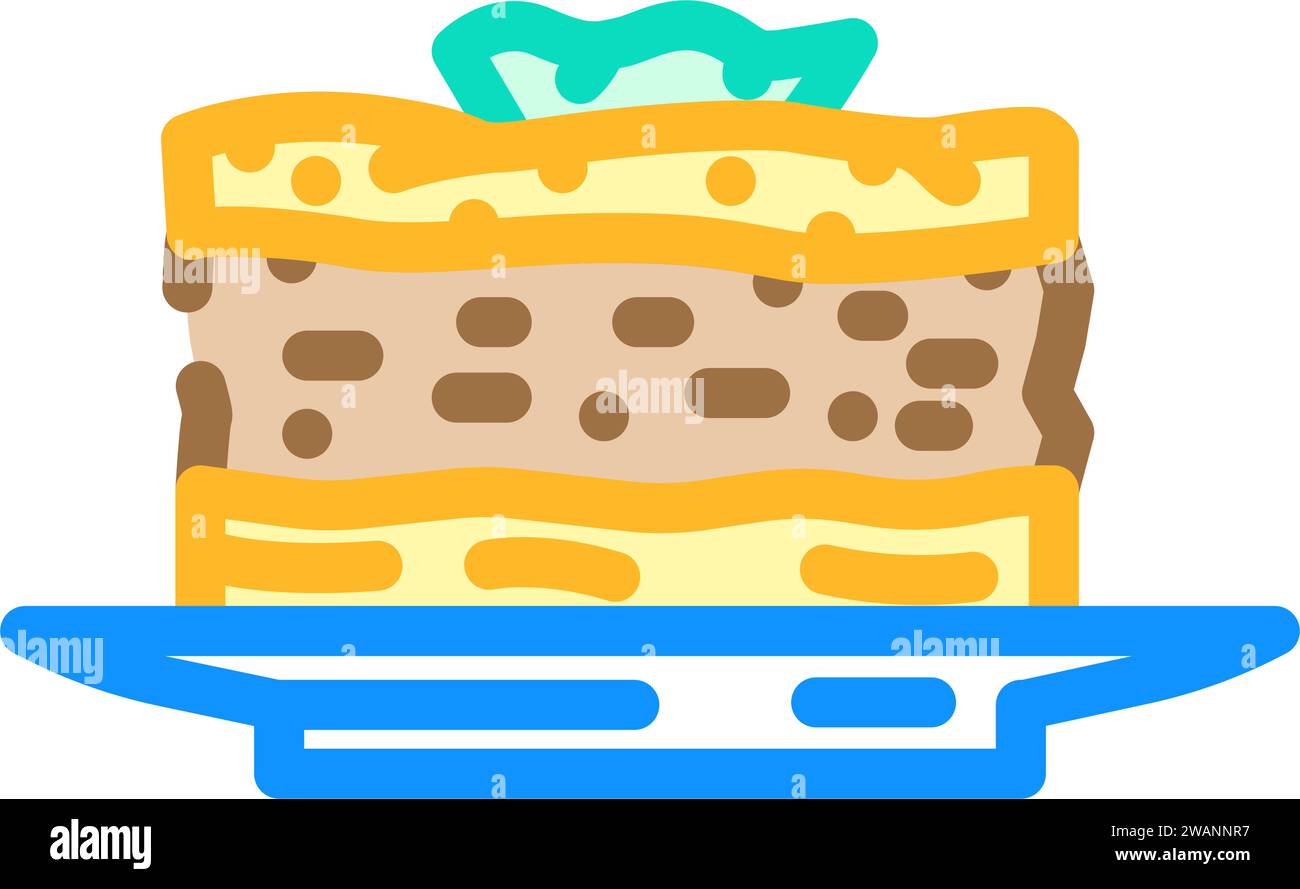 moussaka dish greek cuisine color icon vector illustration Stock Vector ...