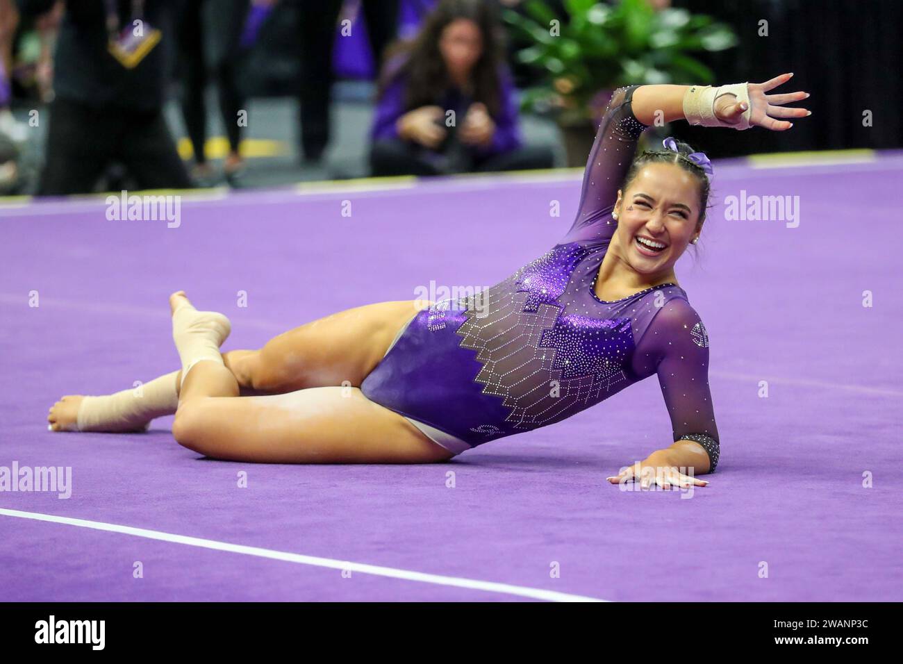 January 05, 2024: LSU's Aleah Finnegan competes on the floor during ...