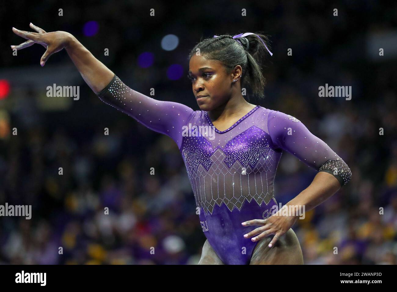 January 05, 2024: LSU's Kiya Johnson competes on the balance beam ...