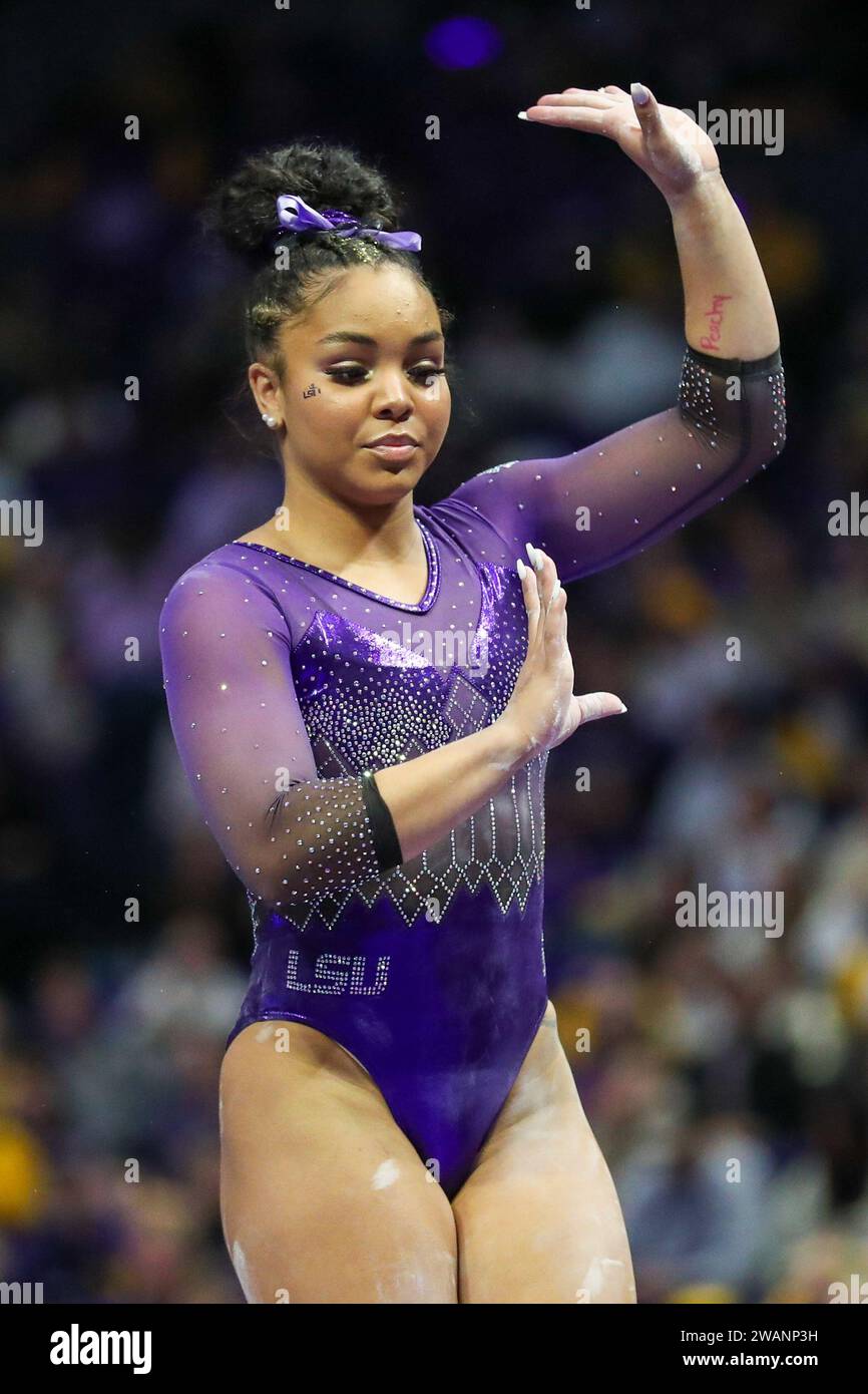 January 05, 2024: LSU's Konnor McClain competes on the balance beam ...
