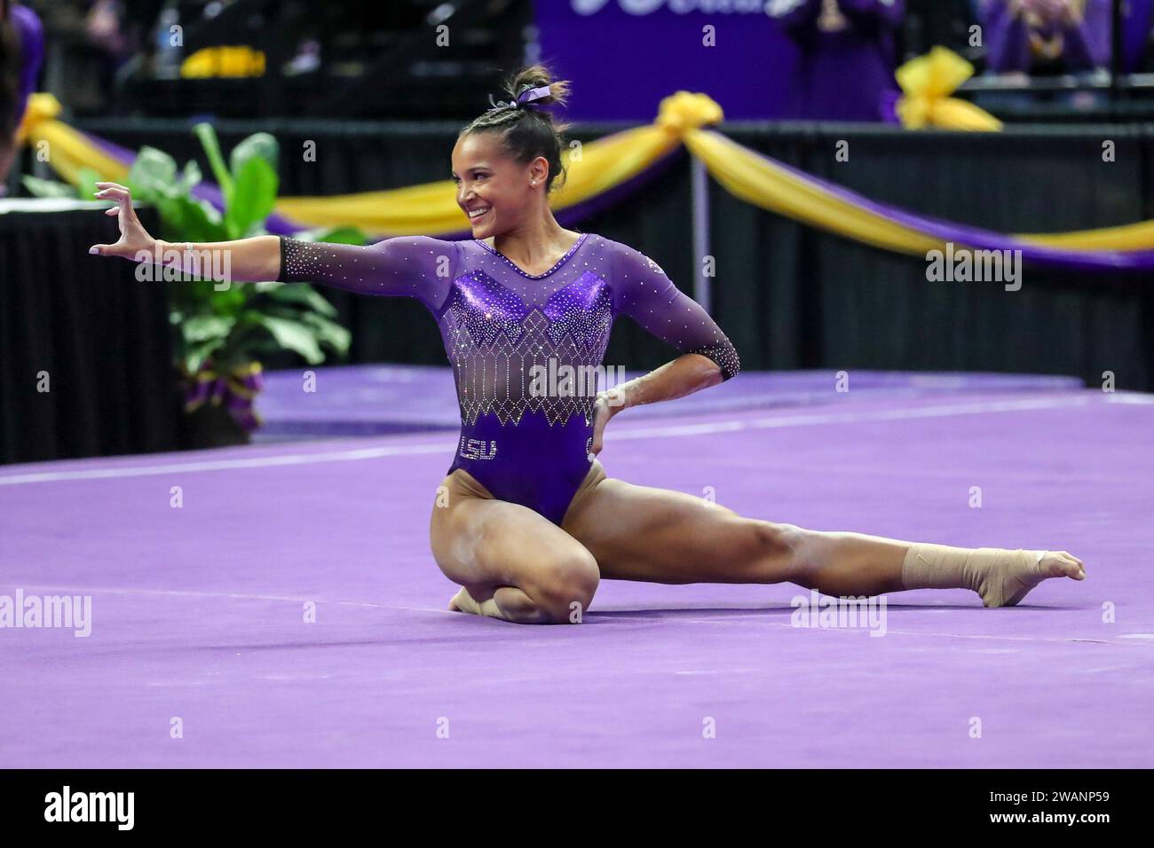 January 05, 2024: LSU's Haleigh Bryant competes on the floor during ...
