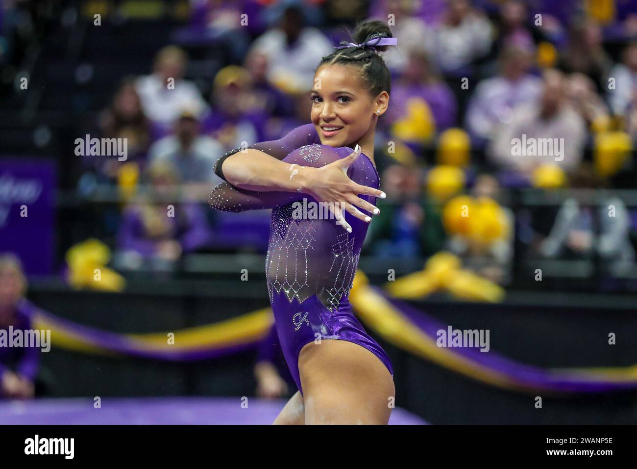January 05, 2024: LSU's Haleigh Bryant competes on the floor during ...