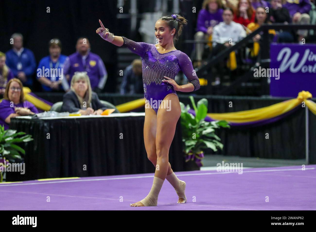 January 05, 2024: LSU's Aleah Finnegan competes on the floor during ...