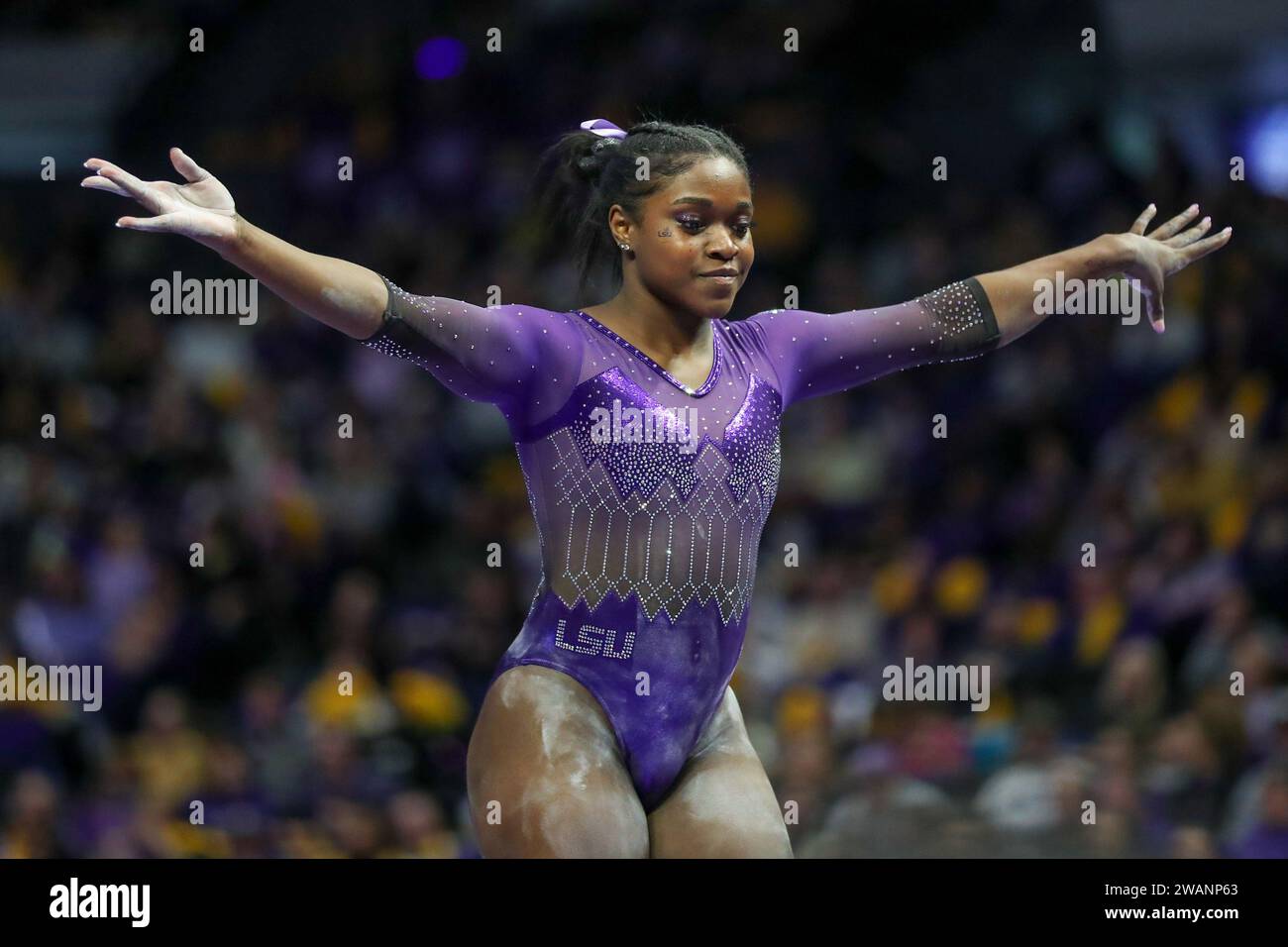 January 05, 2024: LSU's Kiya Johnson competes on the balance beam ...