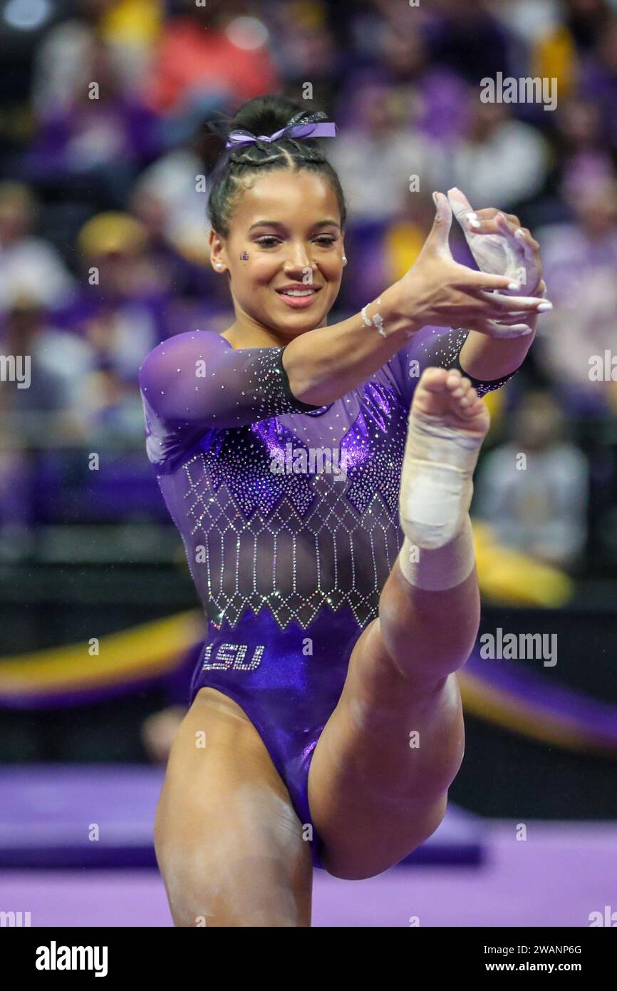 January 05, 2024: LSU's Haleigh Bryant competes on the floor during ...
