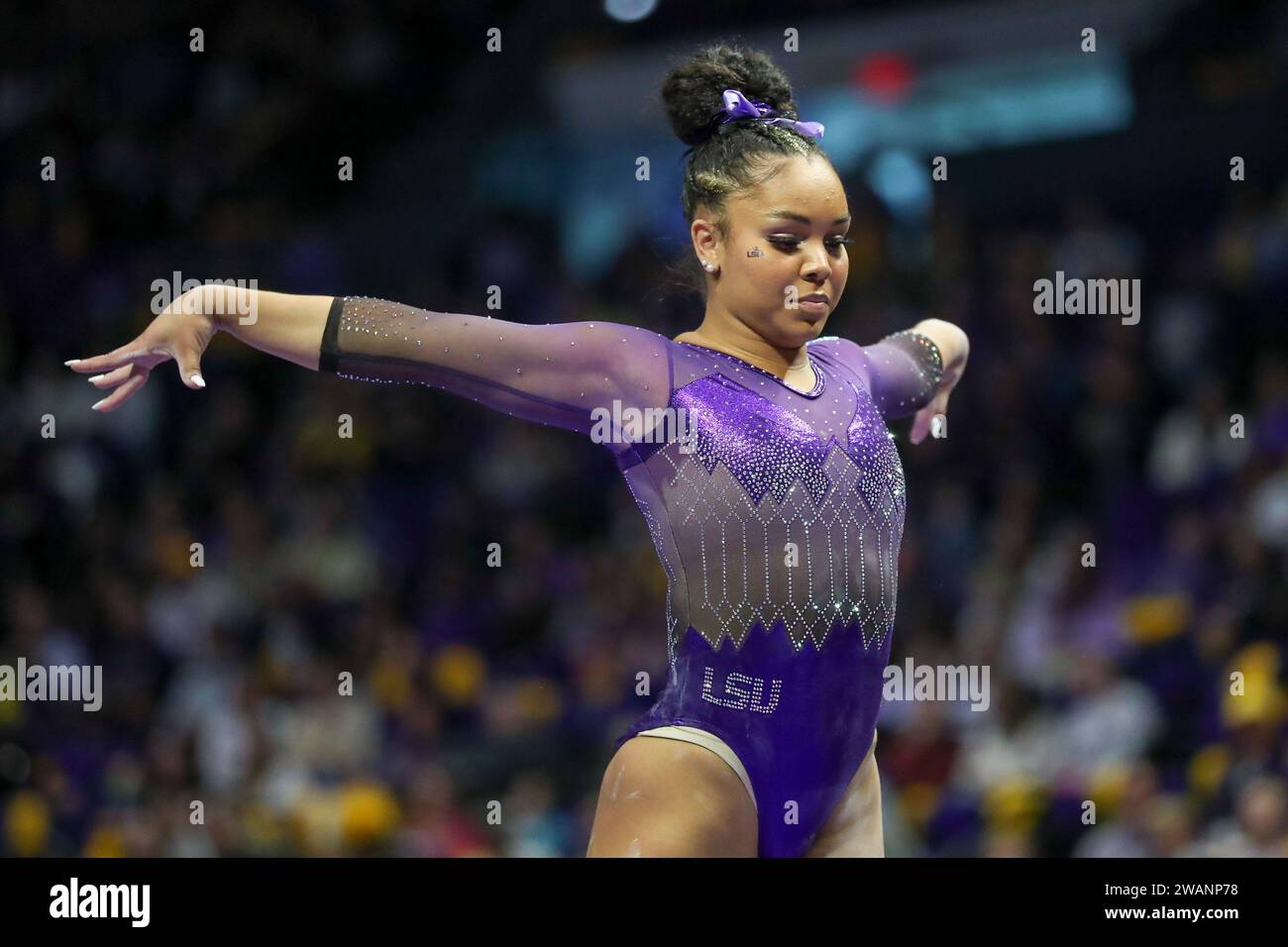 January 05, 2024: LSU's Konnor McClain competes on the balance beam ...