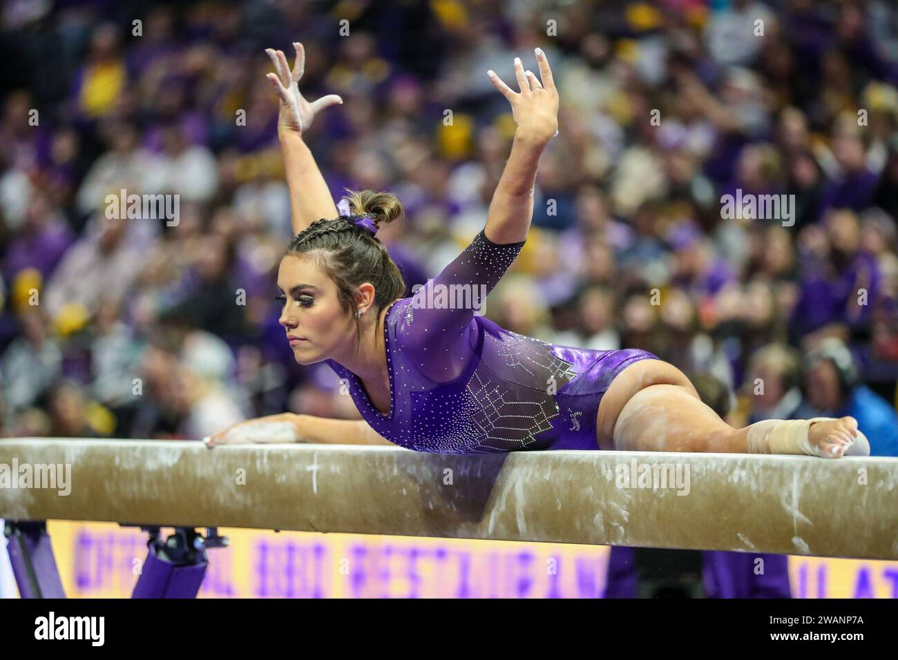 January 05, 2024: LSU's Alexis Jeffrey competes on the balance beam ...