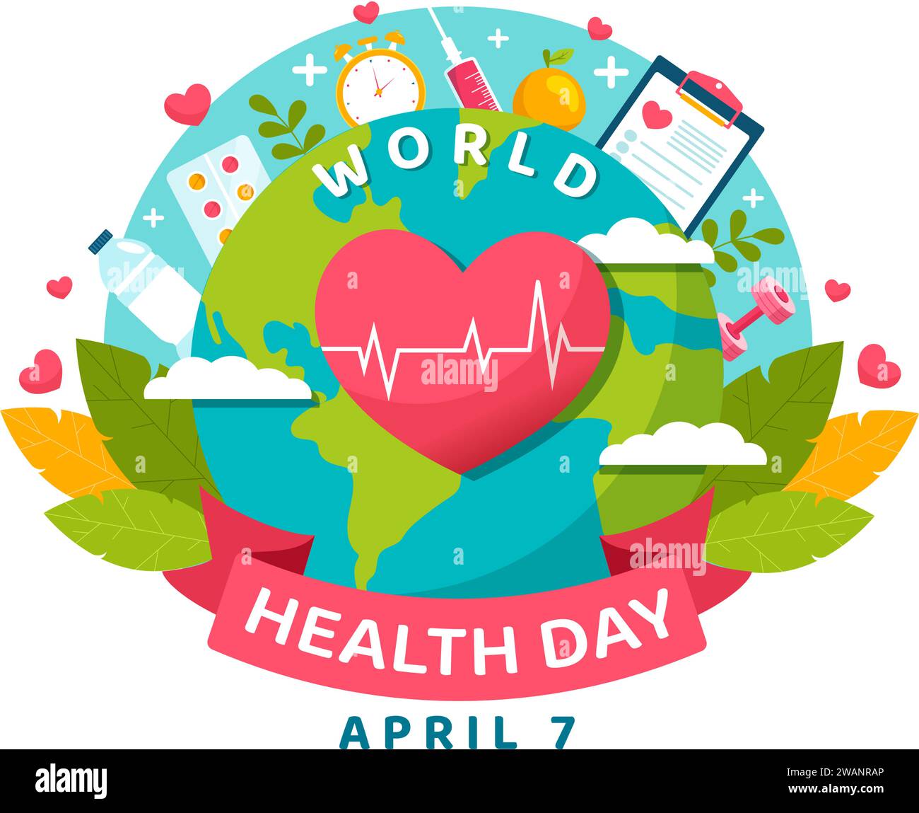 World Health Day Vector Illustration on April 7th with Earth and ...