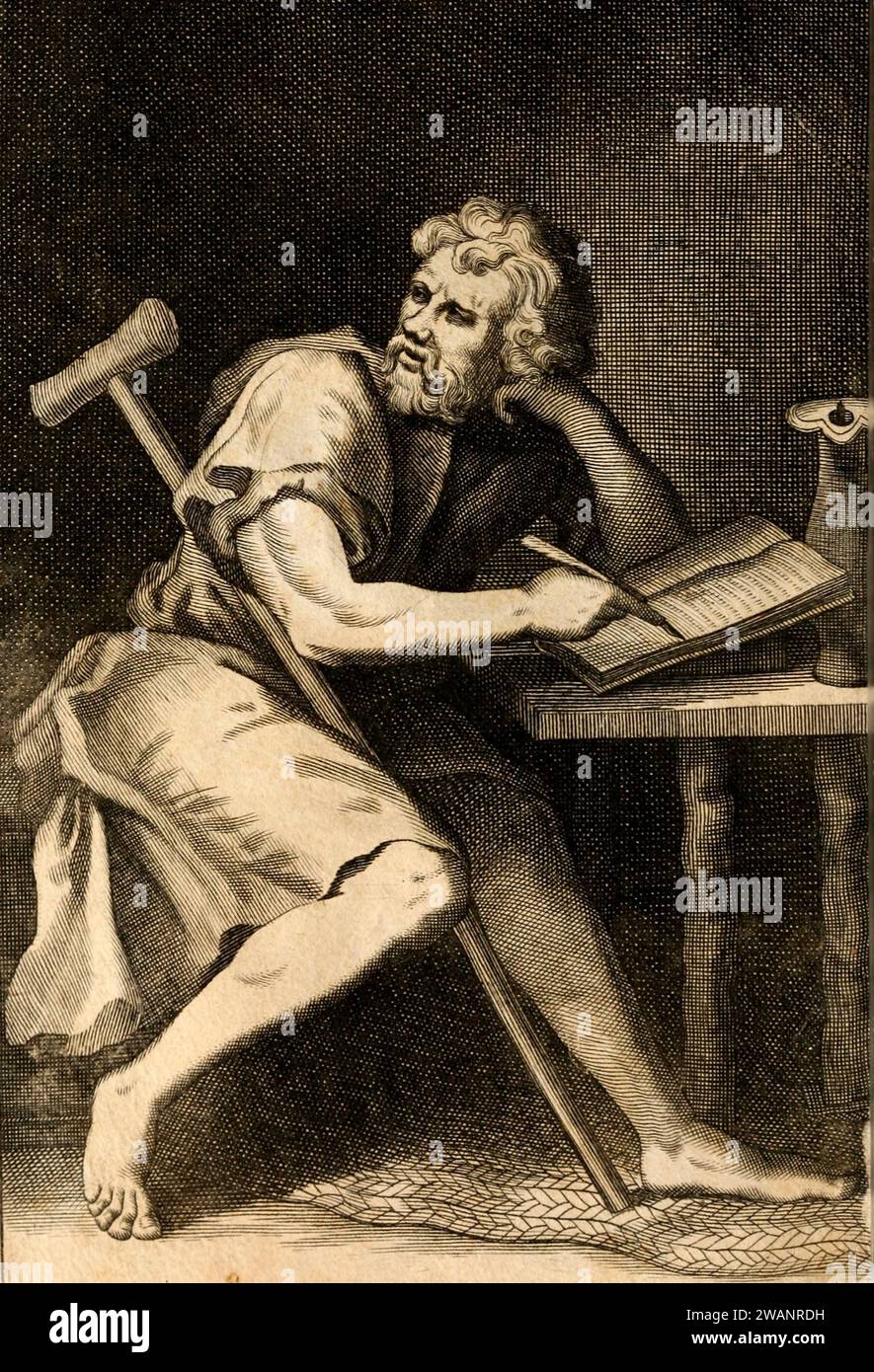 Illustration (engraving) of Greek stoic philosopher and slave Epictetus ...