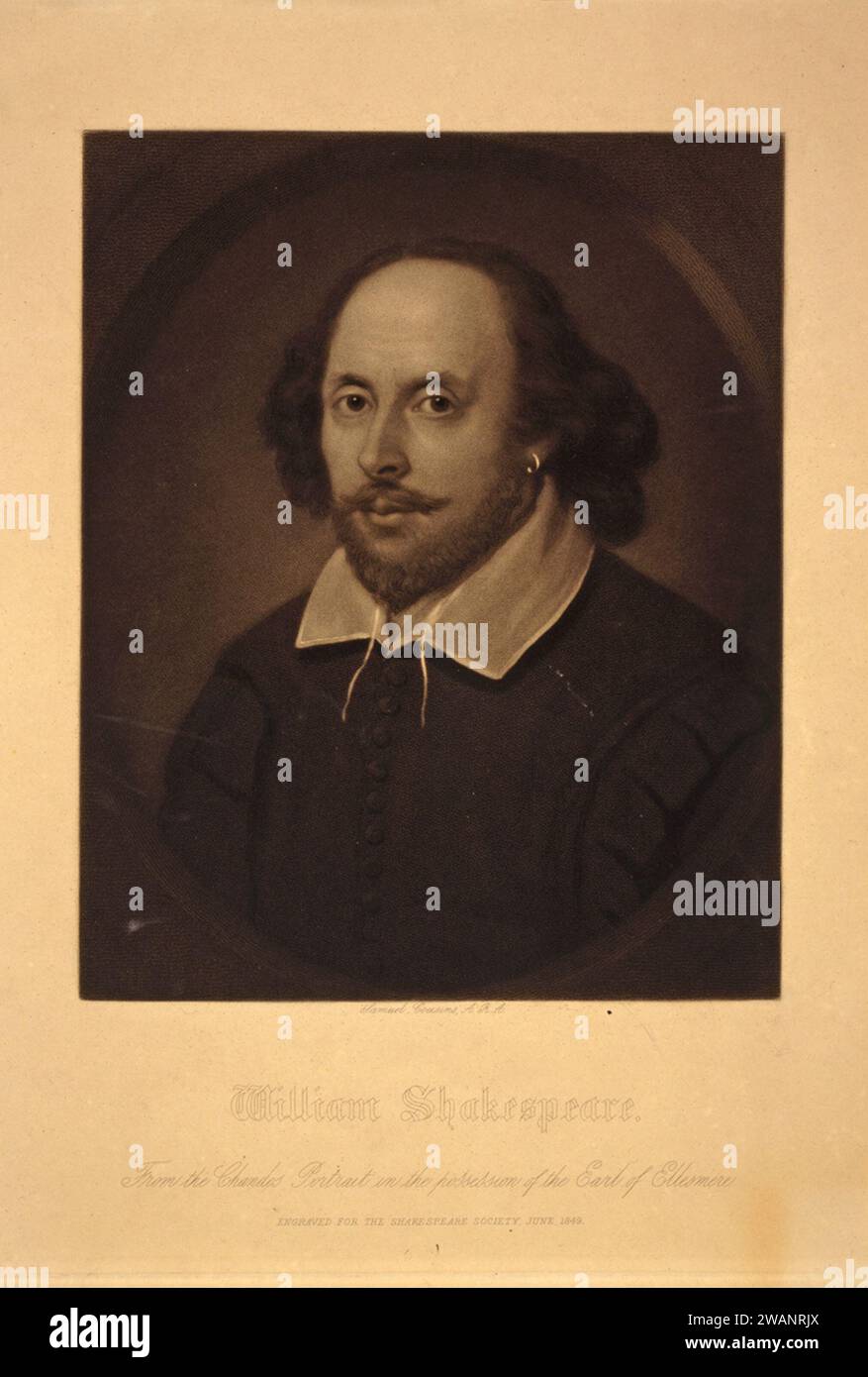 Portrait of English playwright and poet William Shakespeare, engraving ...
