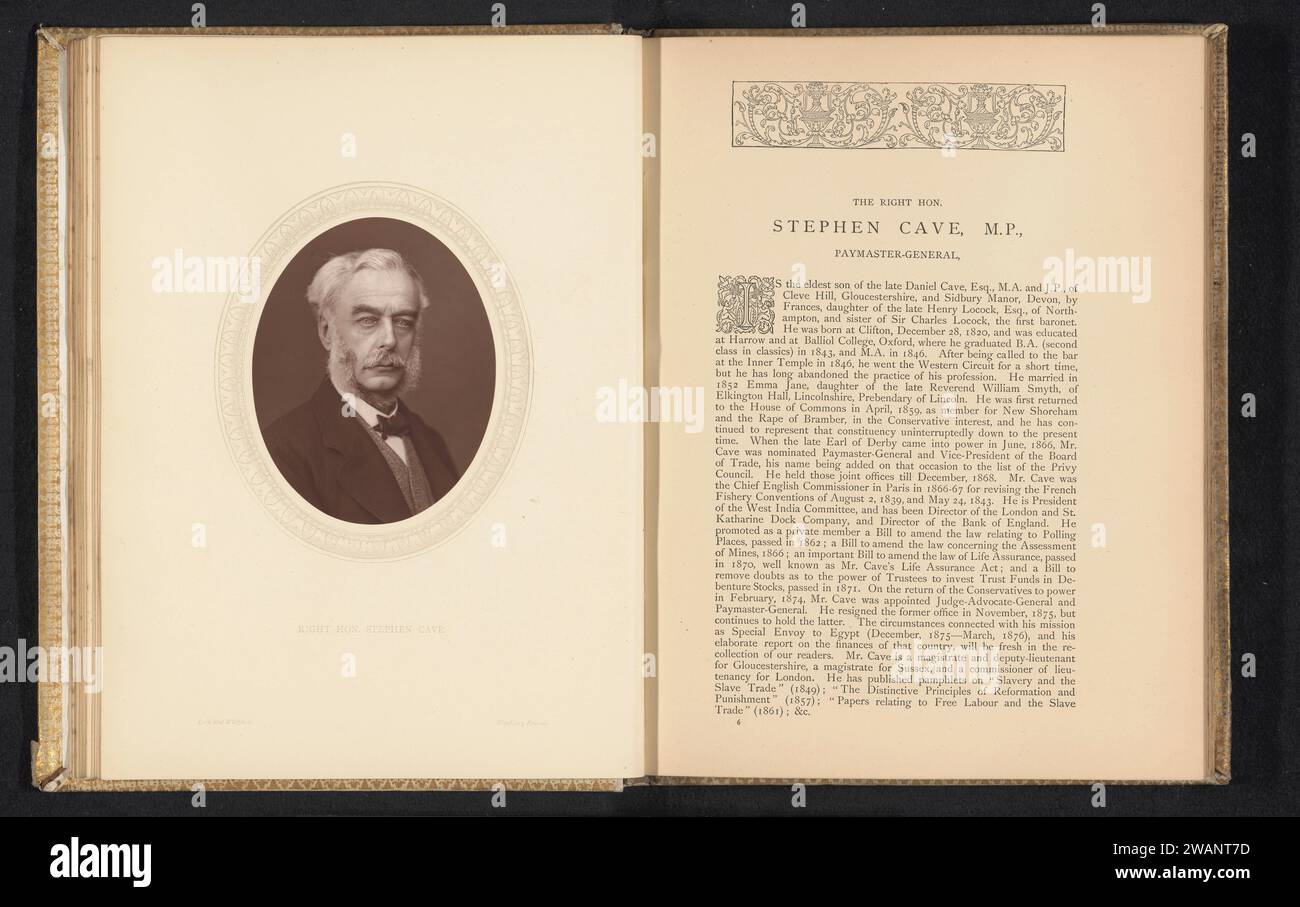 Right hon. Stephen Cave, Lock & Whitfield, c. 1873 - in or before 1878 ...