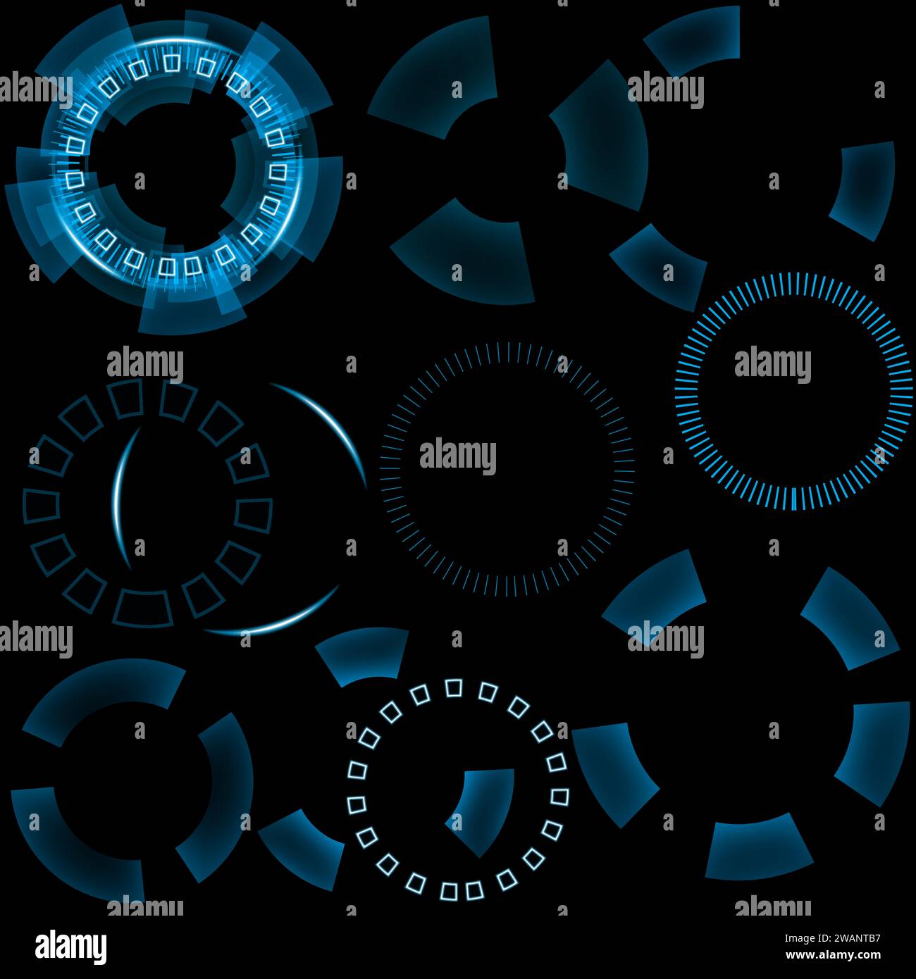 Hud holographic blue futuristic design with separated shape Stock Photo ...