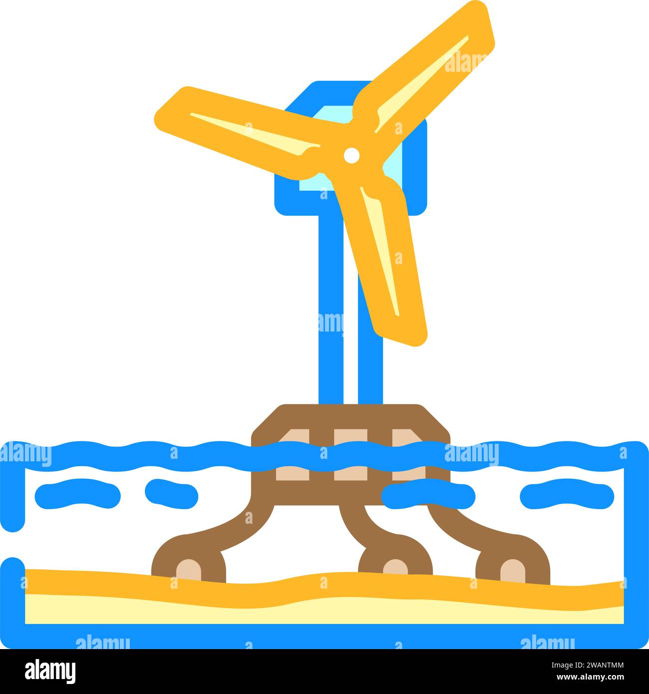 floating wind turbine color icon vector illustration Stock Vector Image ...