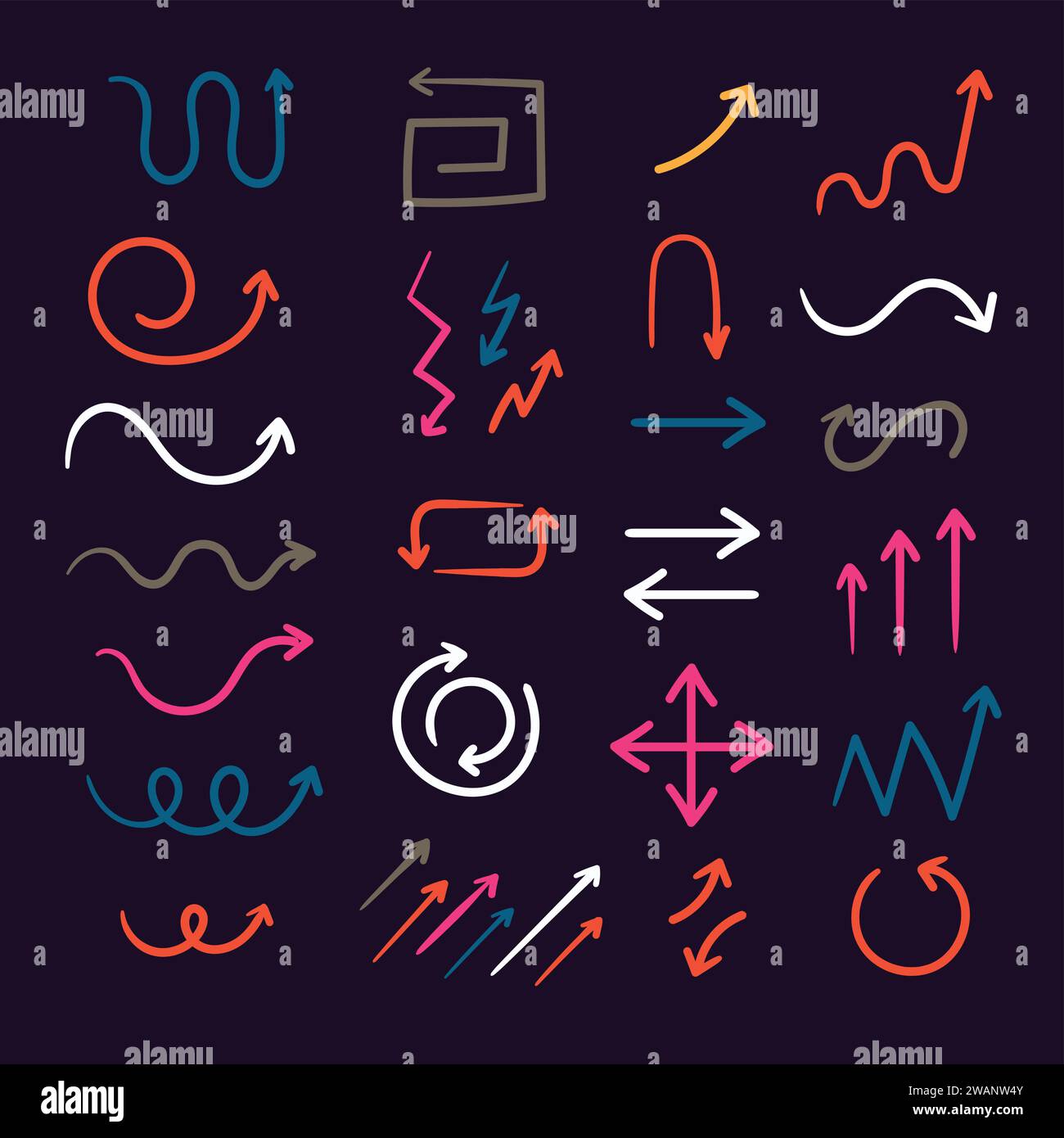 Various Colorful Style Arrow Set.dark Background. Cute Minimal Arrow ...
