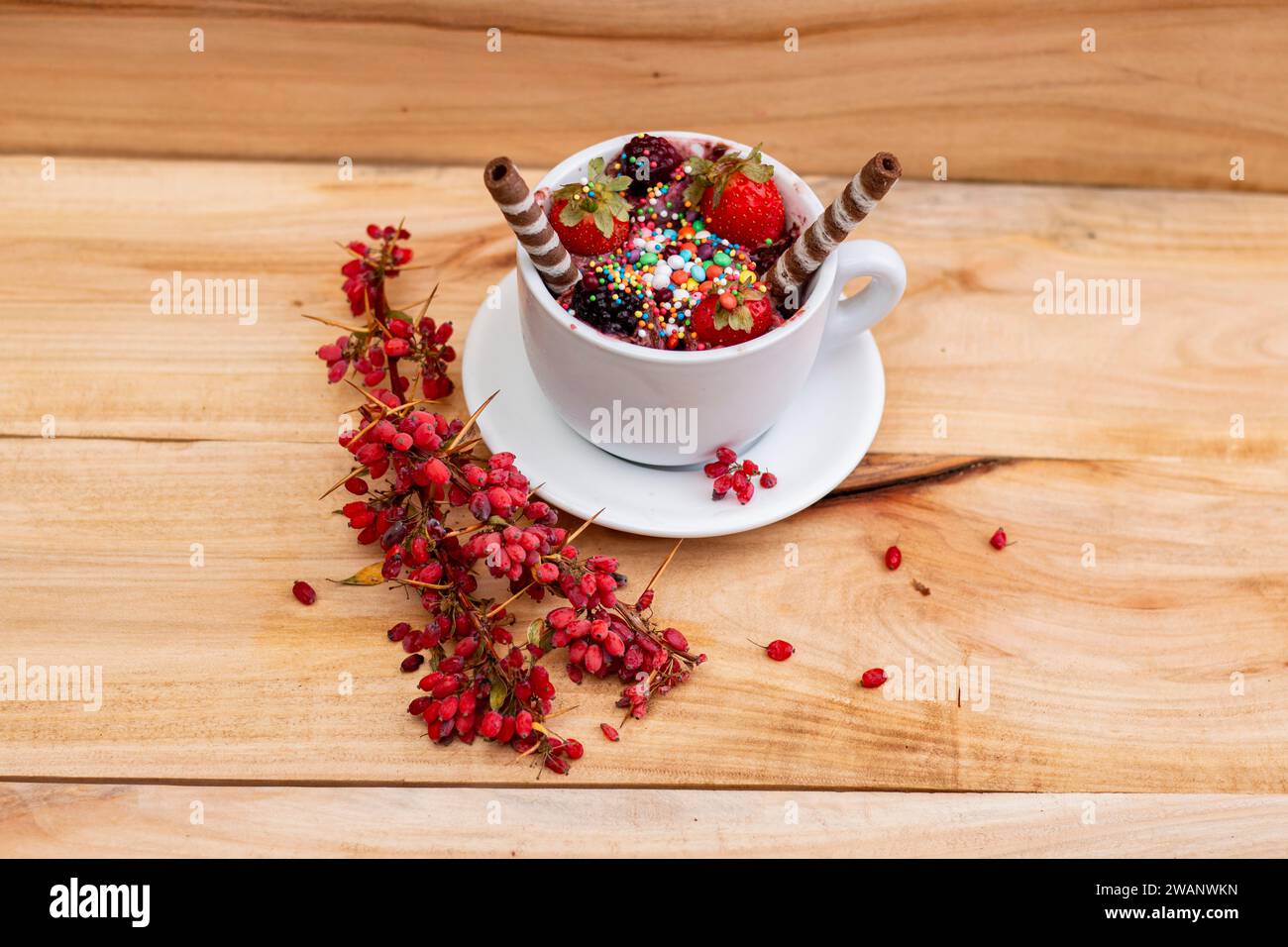 Acai with sweets and chocolate, Delicious dessert Stock Photo - Alamy