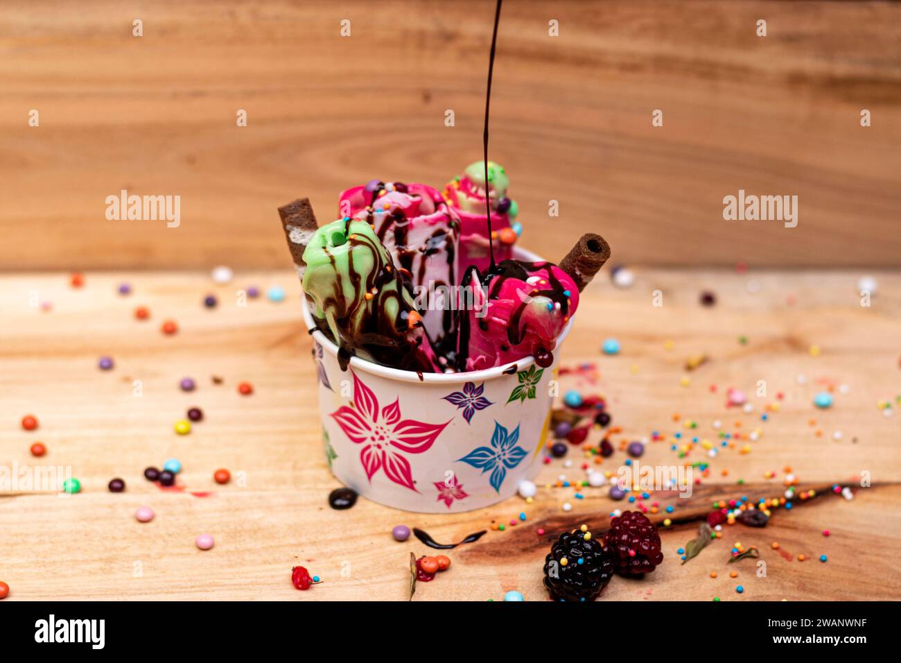 Acai with sweets and chocolate, Delicious dessert Stock Photo - Alamy
