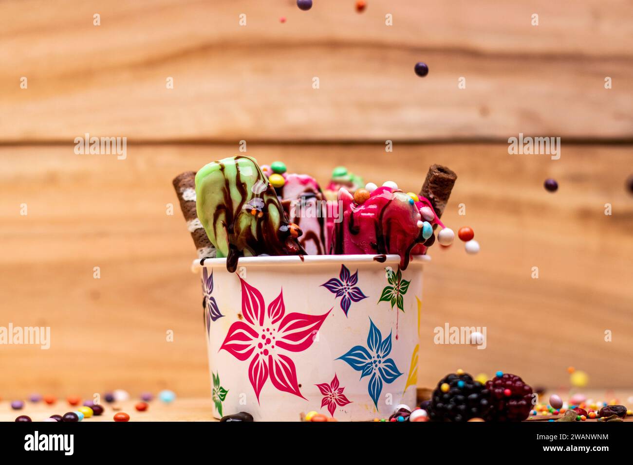 Acai with sweets and chocolate, Delicious dessert Stock Photo - Alamy
