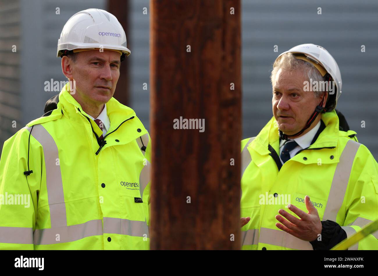 Chancellor of the Exchequer Jeremy Hunt watches a demonstration of how ...