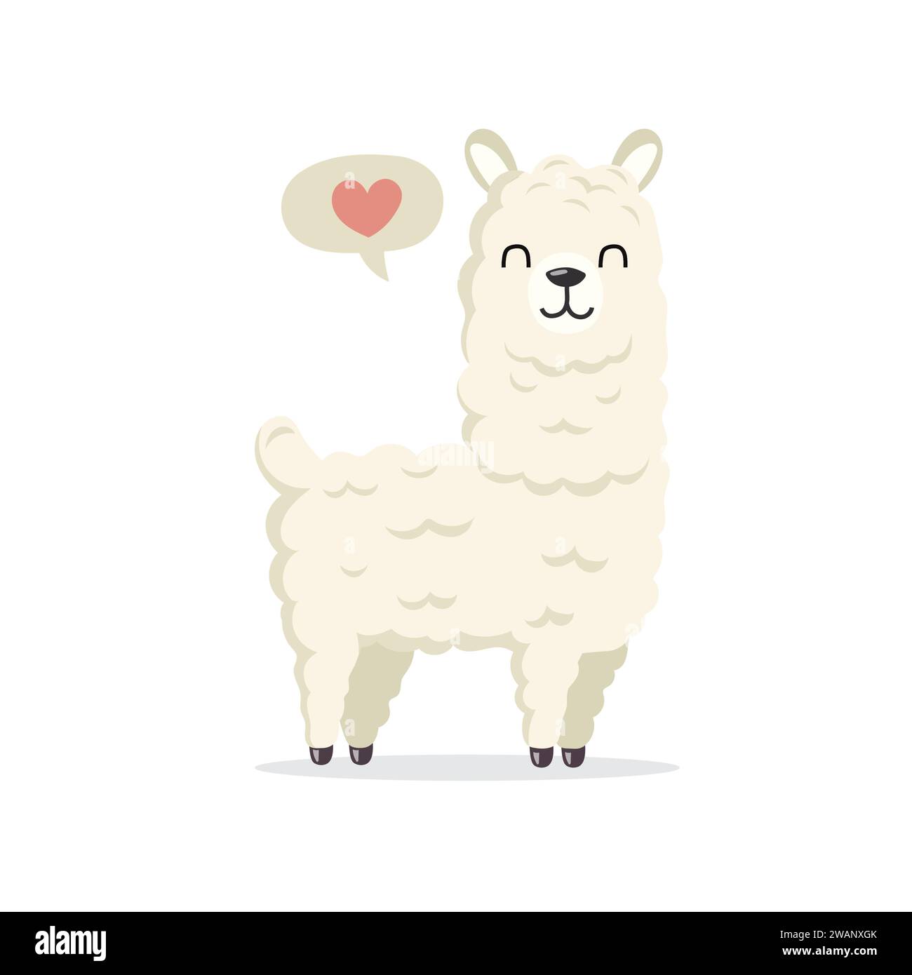 Cute lama or alpaca colorful hand drawn vector illustration Stock ...