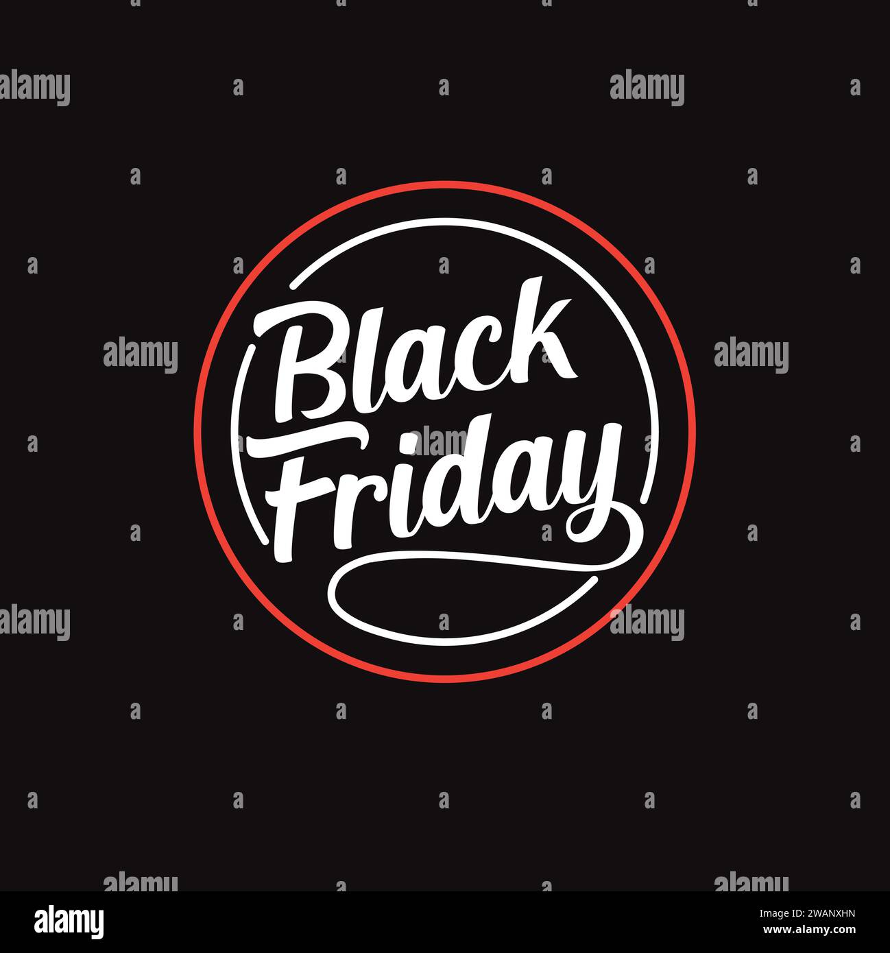 Black Friday text with Handwritten lettering vector design in circle ...